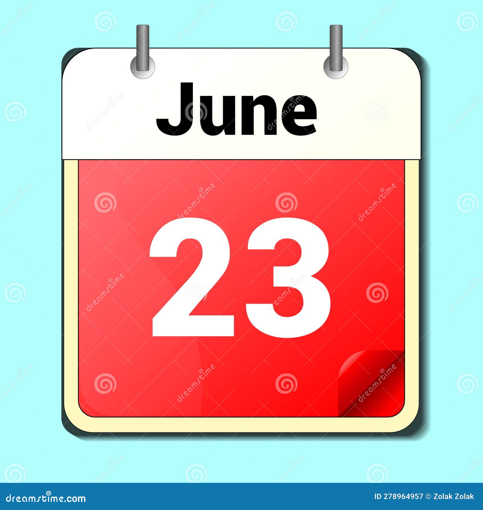 Day on the Calendar, Vector Image Format, June 23 Stock Vector ...