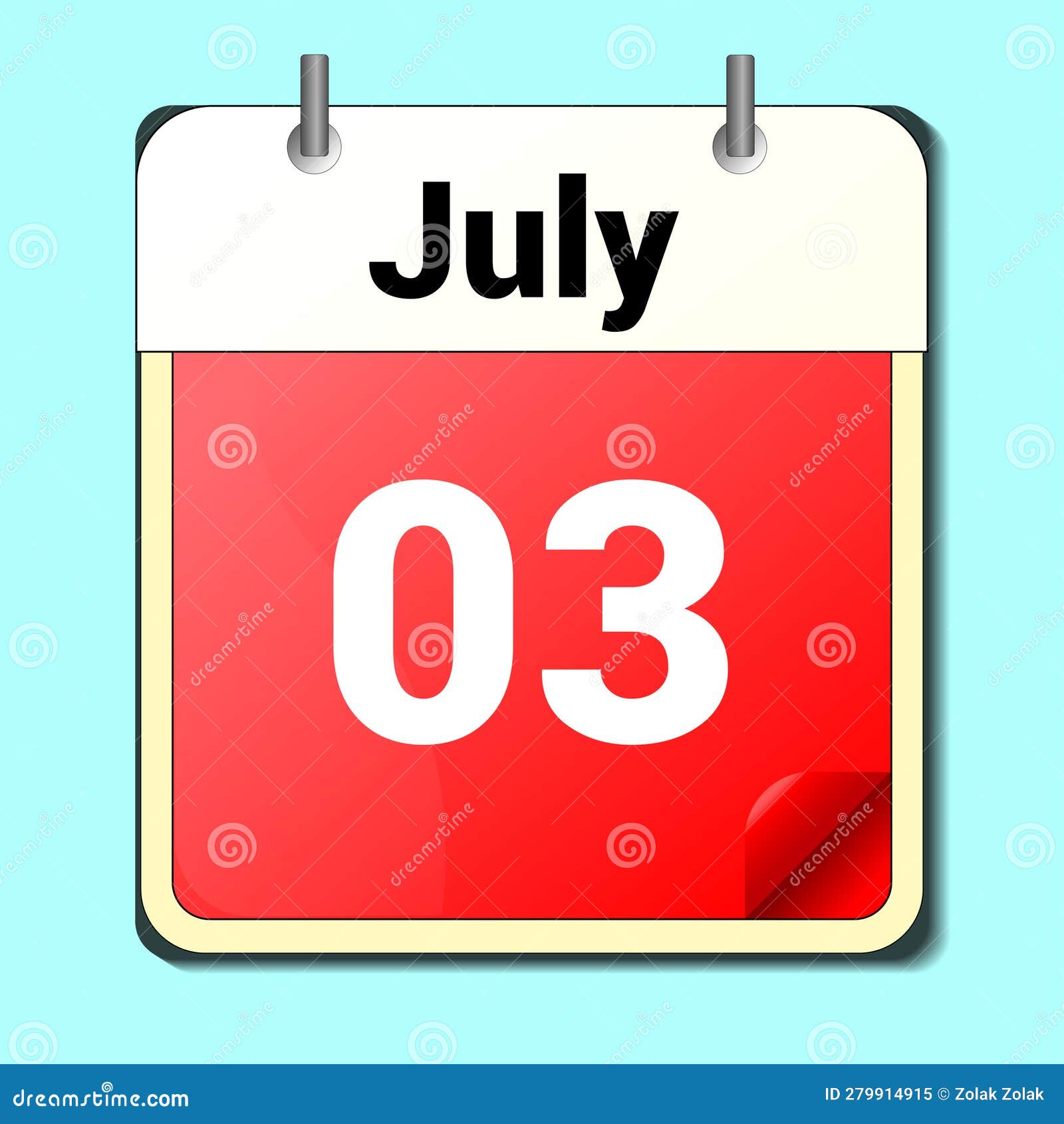 Day on the Calendar, Vector Image Format, JULY 3 Stock Illustration ...