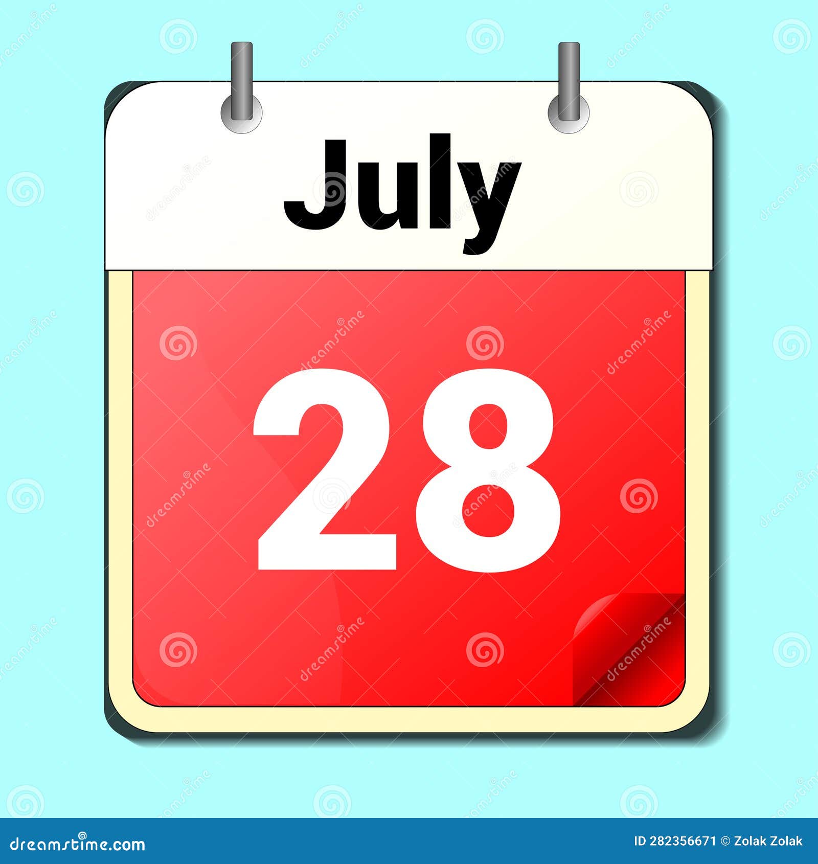 Day on the Calendar, Vector Image Format, JULY 28 Stock Vector ...