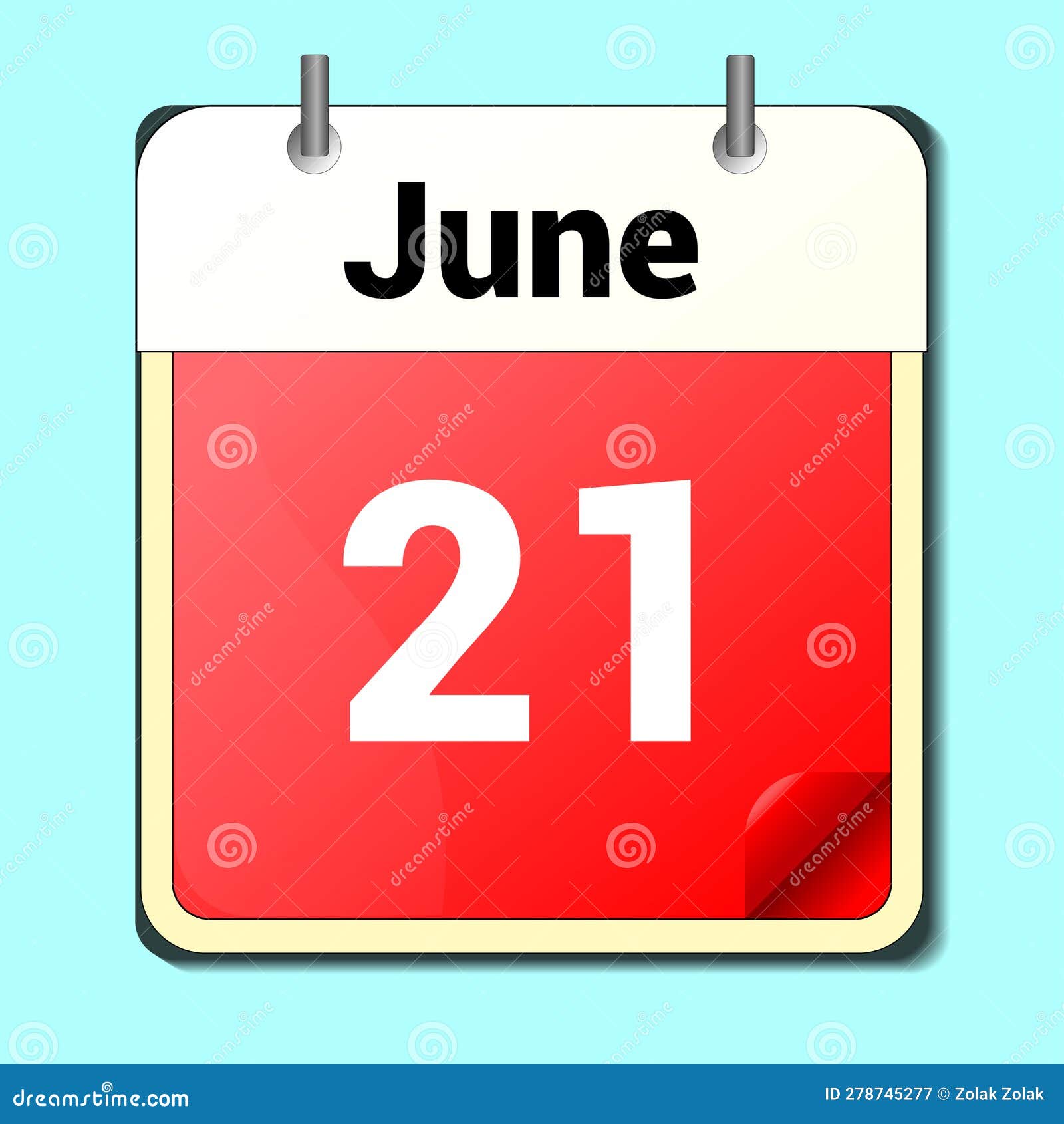 Day on the Calendar, Vector Image Format, June 21 Stock Vector ...