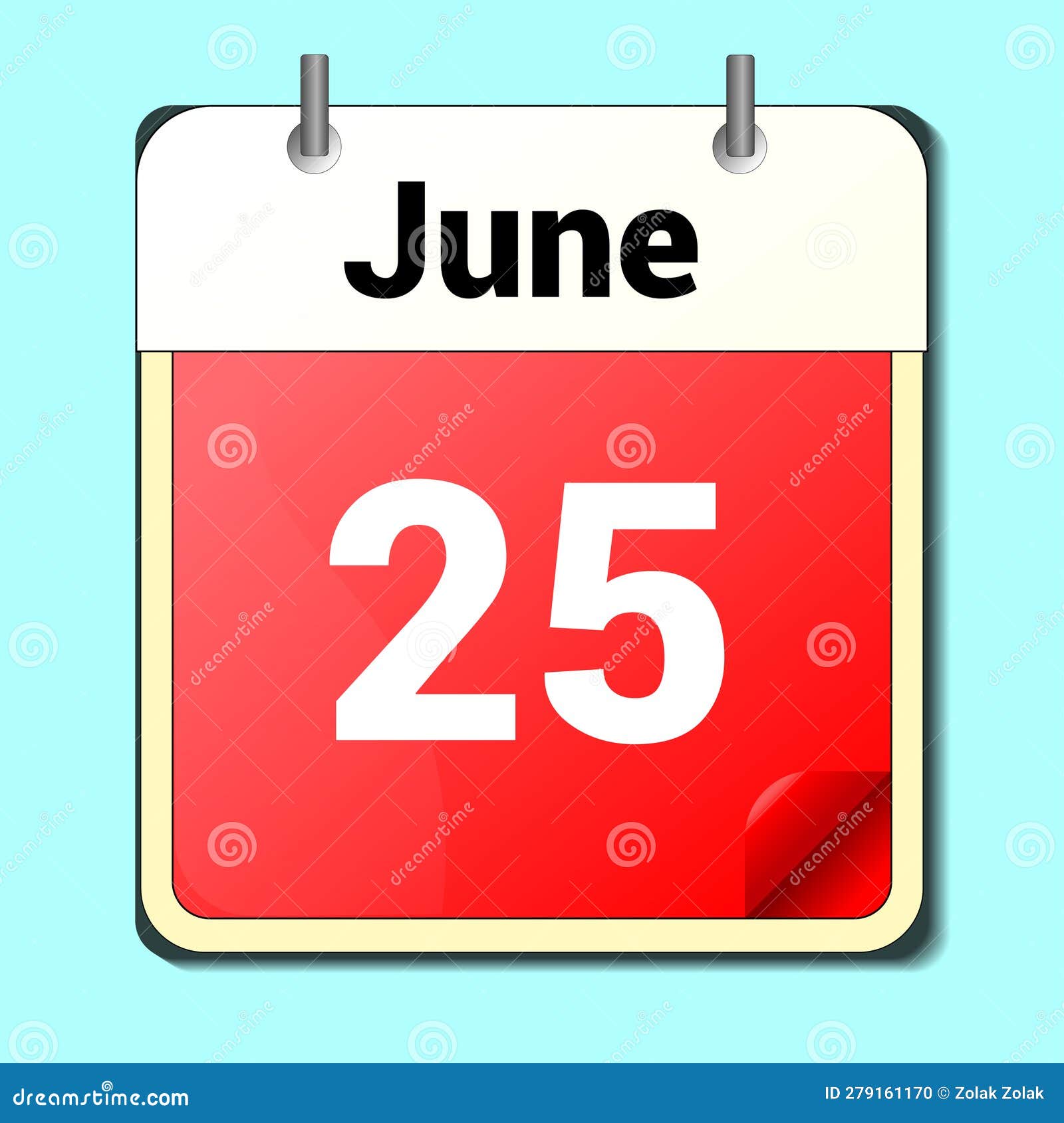 Day on the Calendar, Vector Image Format, June 25 Stock Vector ...