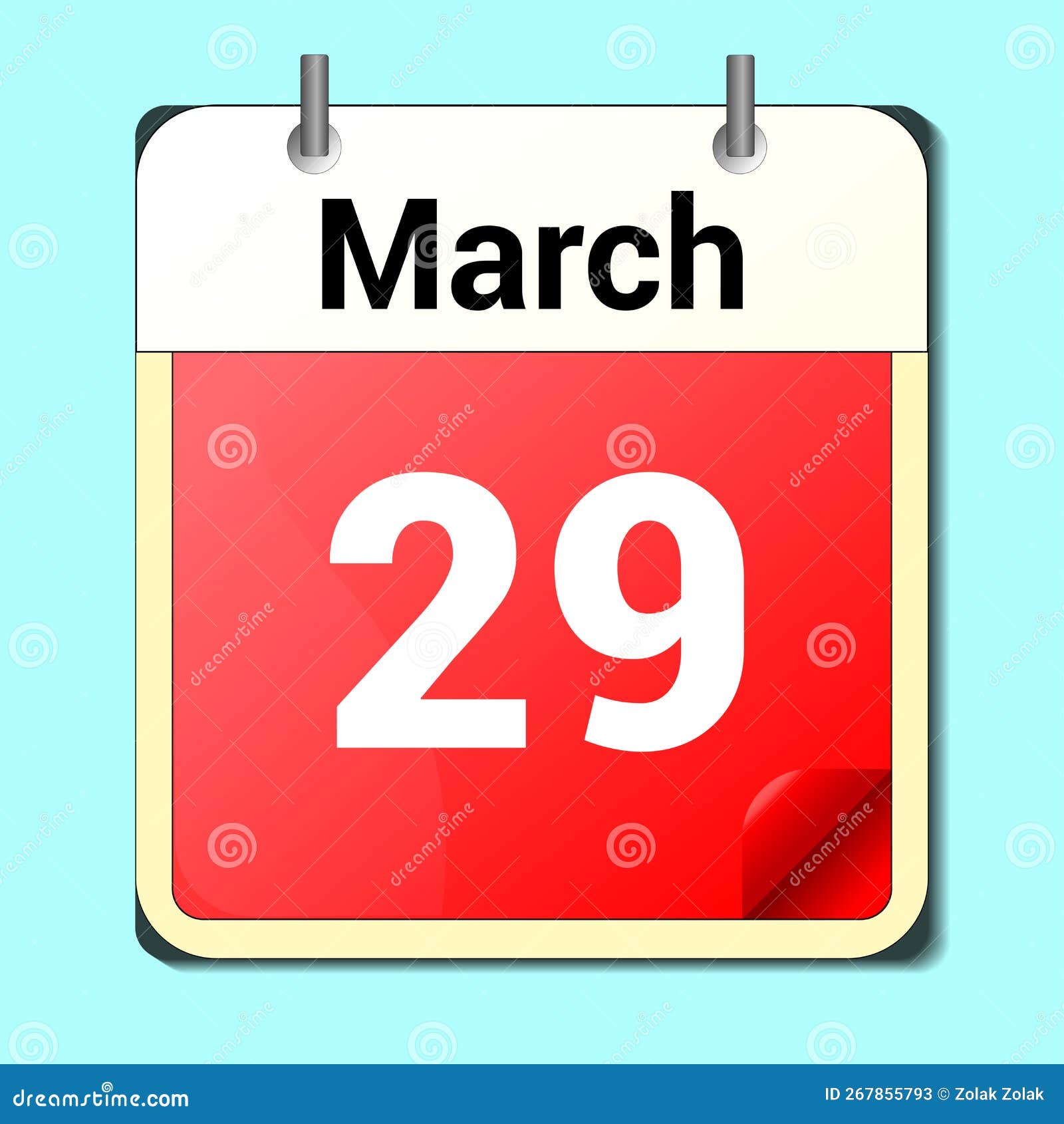 Day on the Calendar, Vector Image Format, March 29 Stock Vector ...