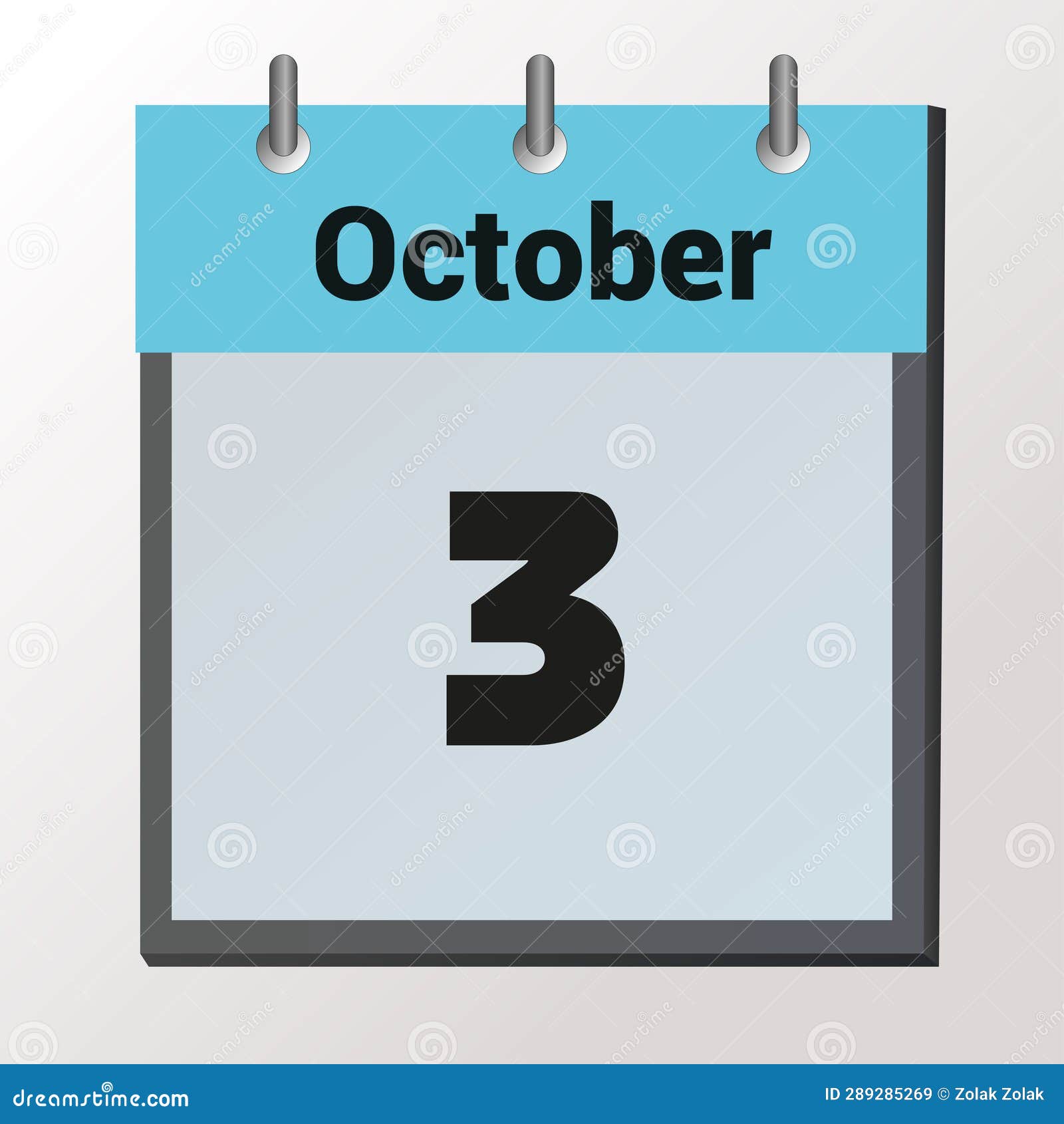 Vector Calendar Page with Date October 3, Light Colors Stock ...