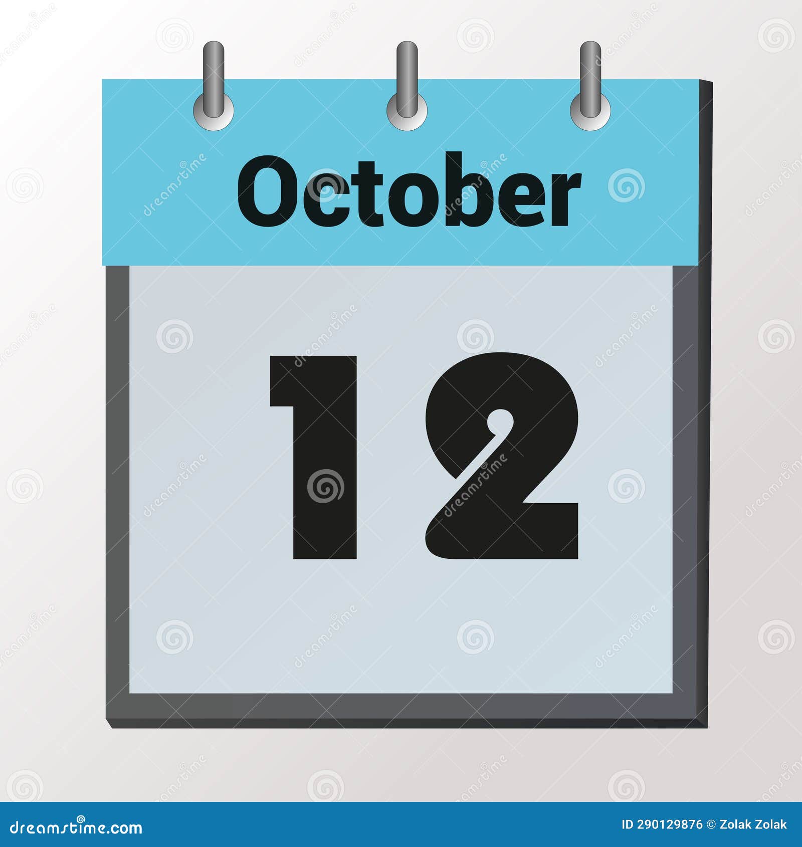 Vector Calendar Page with Date October 12, Light Colors Stock Vector ...