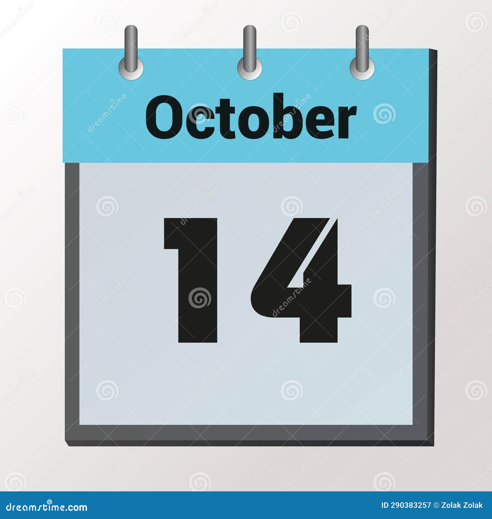 Vector Calendar Page with Date October 14, Light Colors Stock ...