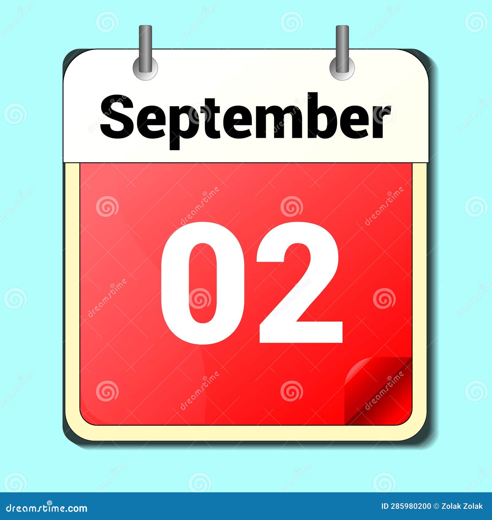 Day on the Calendar, Vector Image Format, September 2 Stock Vector ...