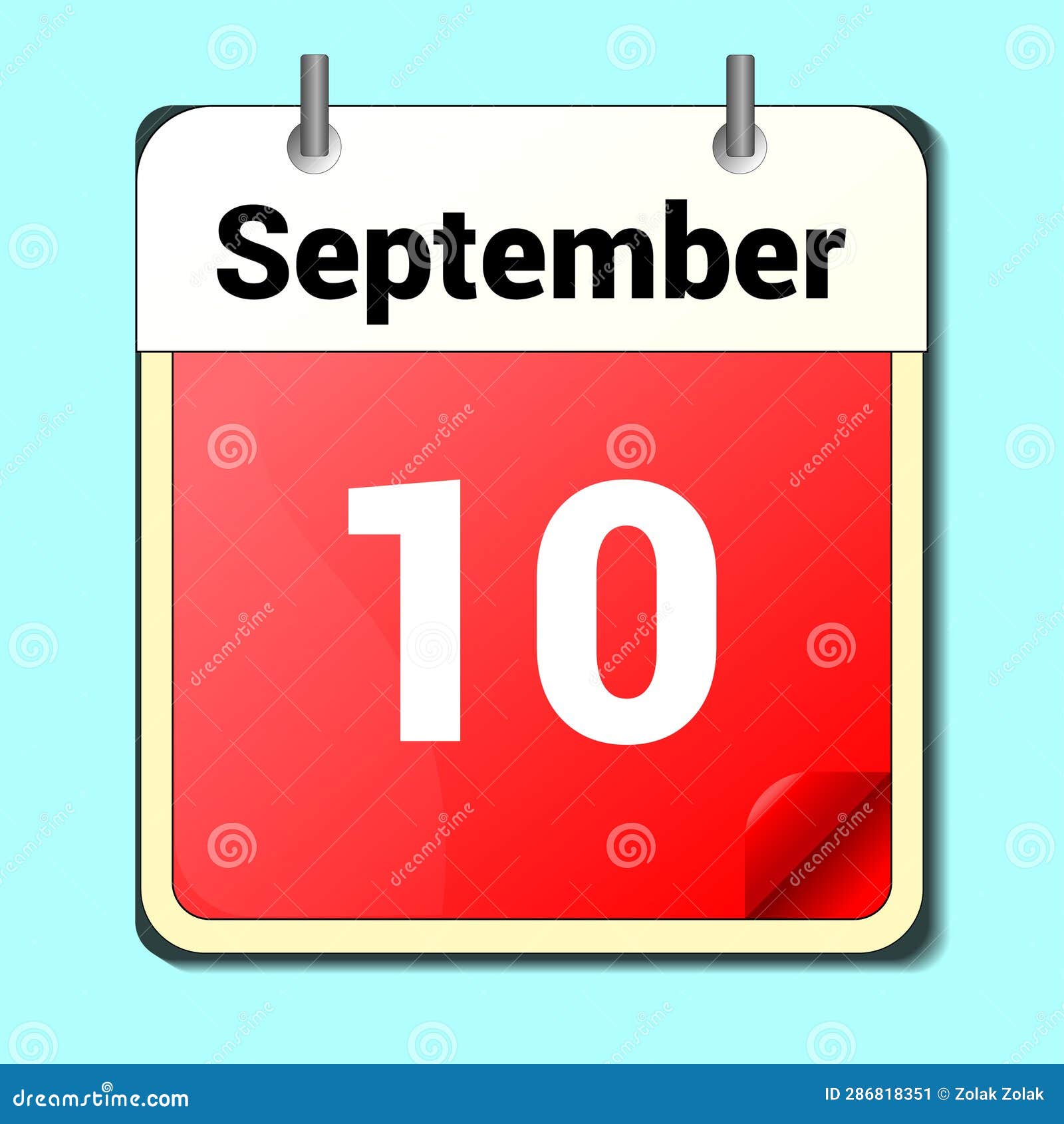 Day on the Calendar, Vector Image Format, September 10 Stock ...