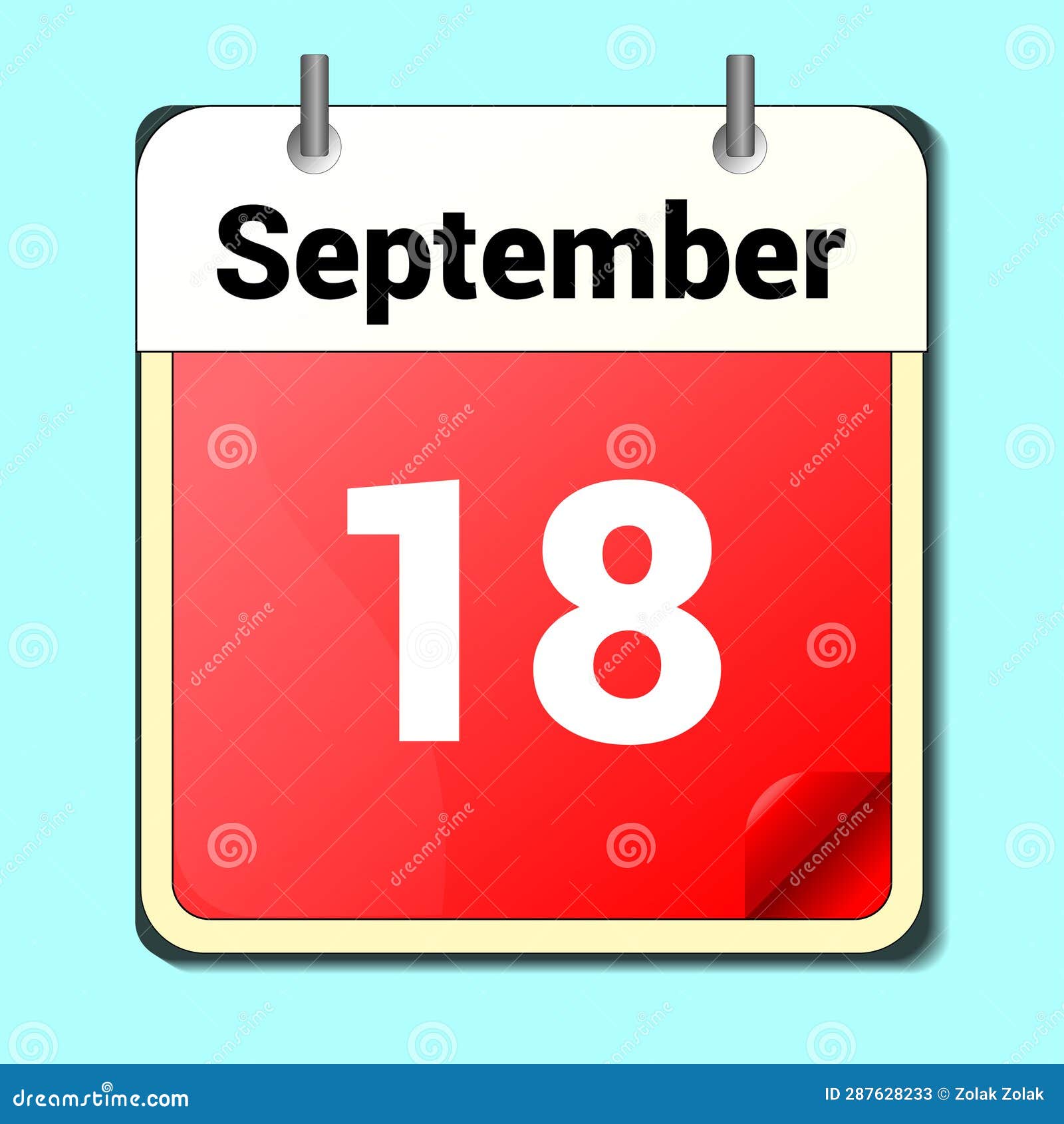 Day on the Calendar, Vector Image Format, September 18 Stock Vector ...