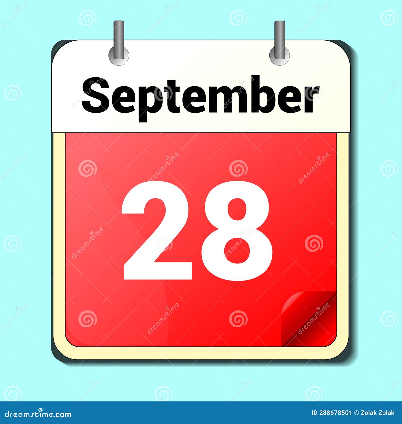 Day on the Calendar, Vector Image Format, September 28 Stock Vector ...