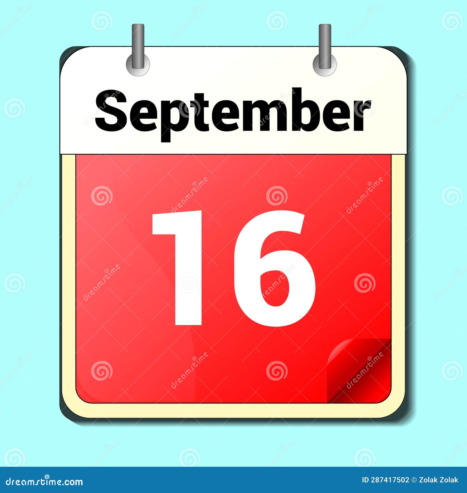 Day on the Calendar, Vector Image Format, September 16 Stock ...