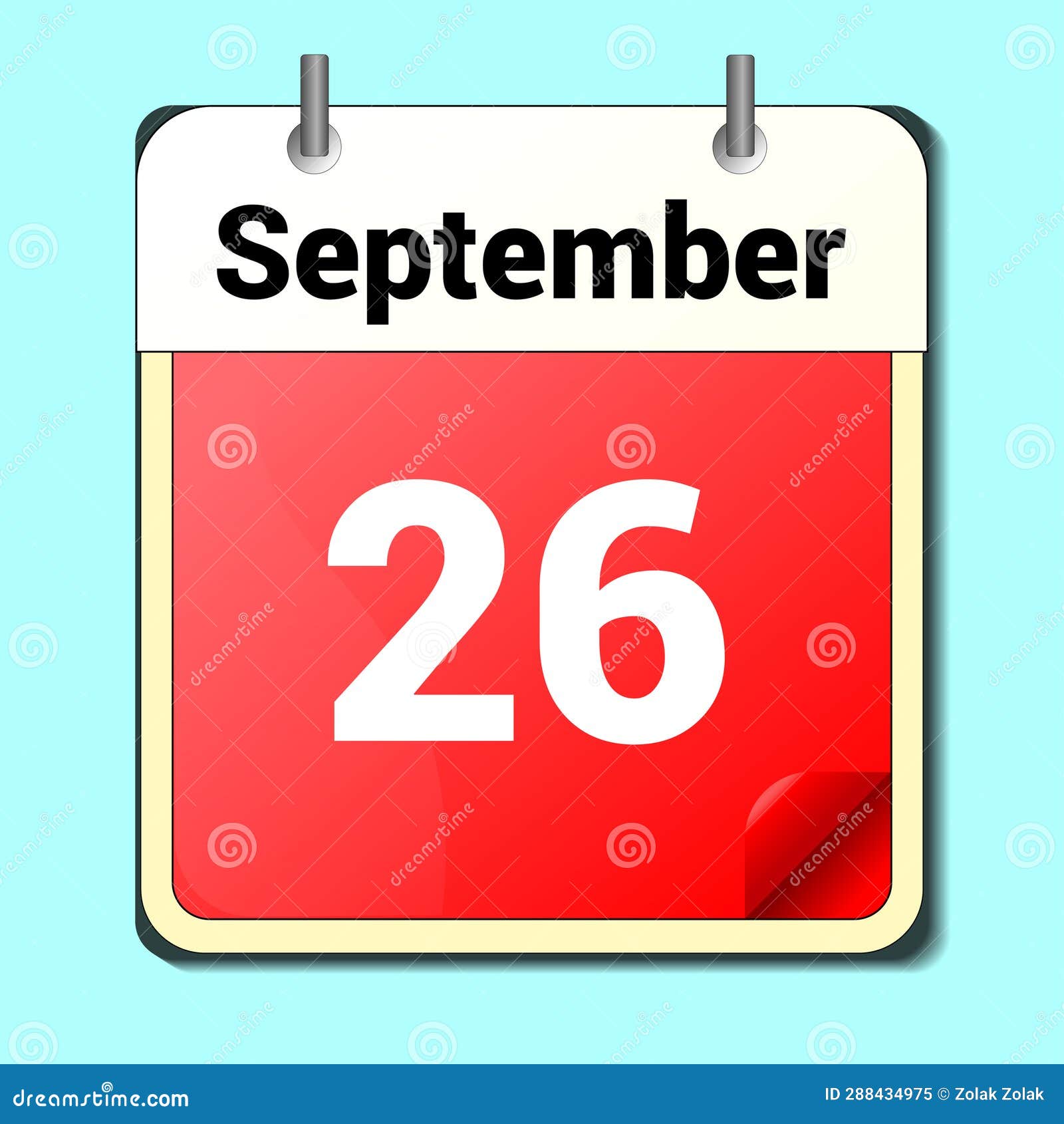 Day on the Calendar, Vector Image Format, September 26 Stock ...