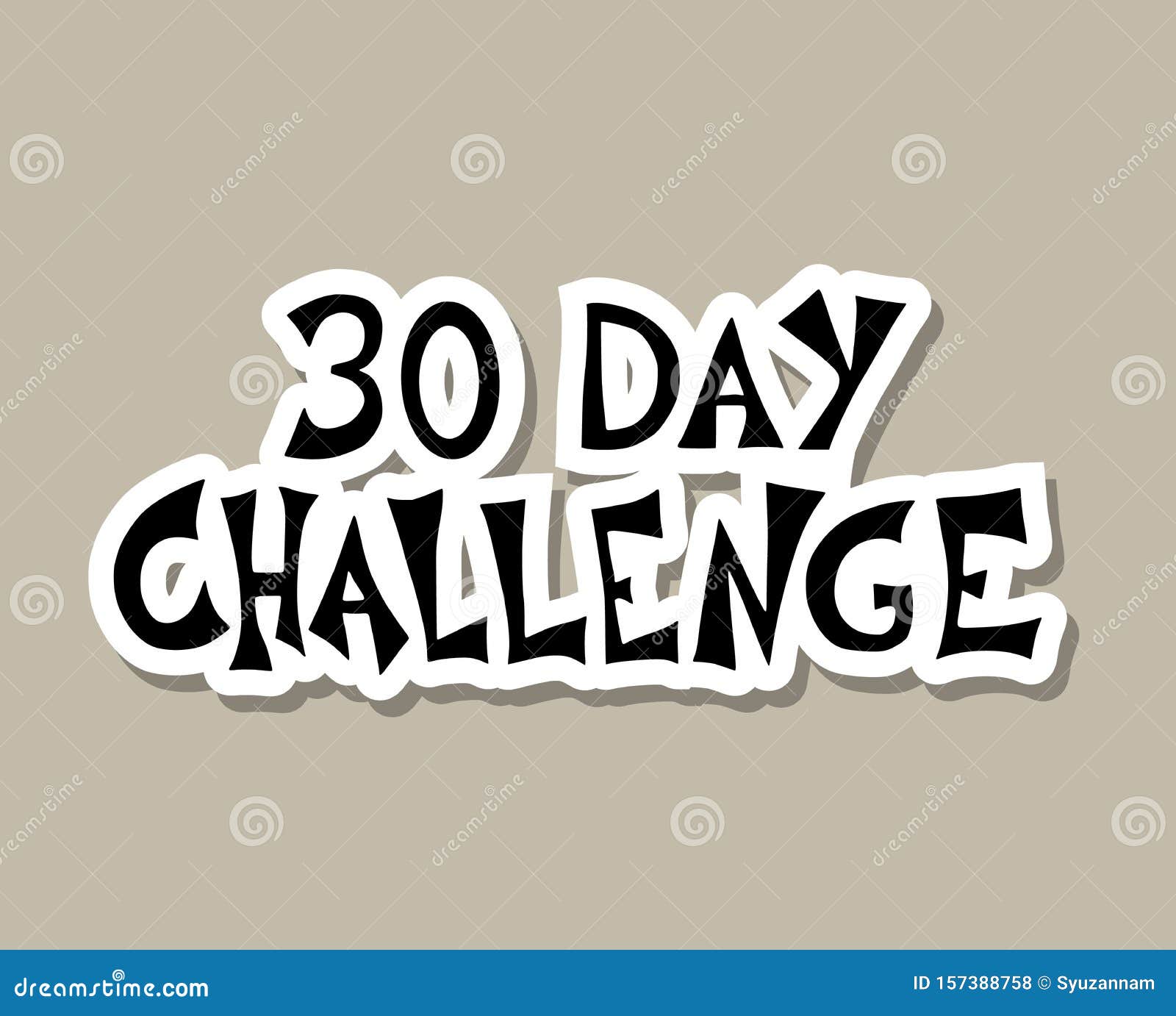 30 Day Challenge Text. Vector Hand Drawn Quote Stock Vector ...