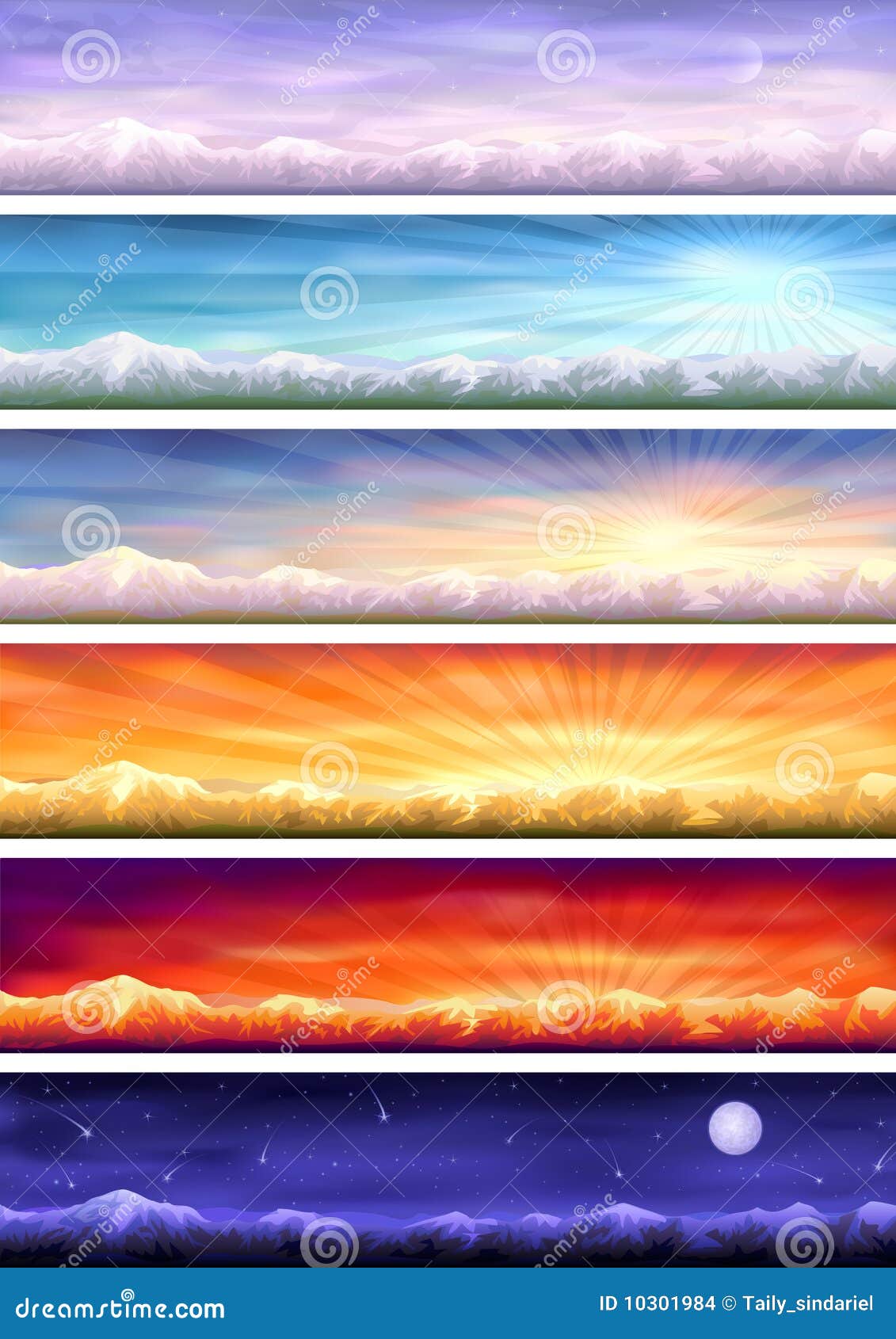 Day Cycle - Six Landscapes at Different Time Stock Vector ...