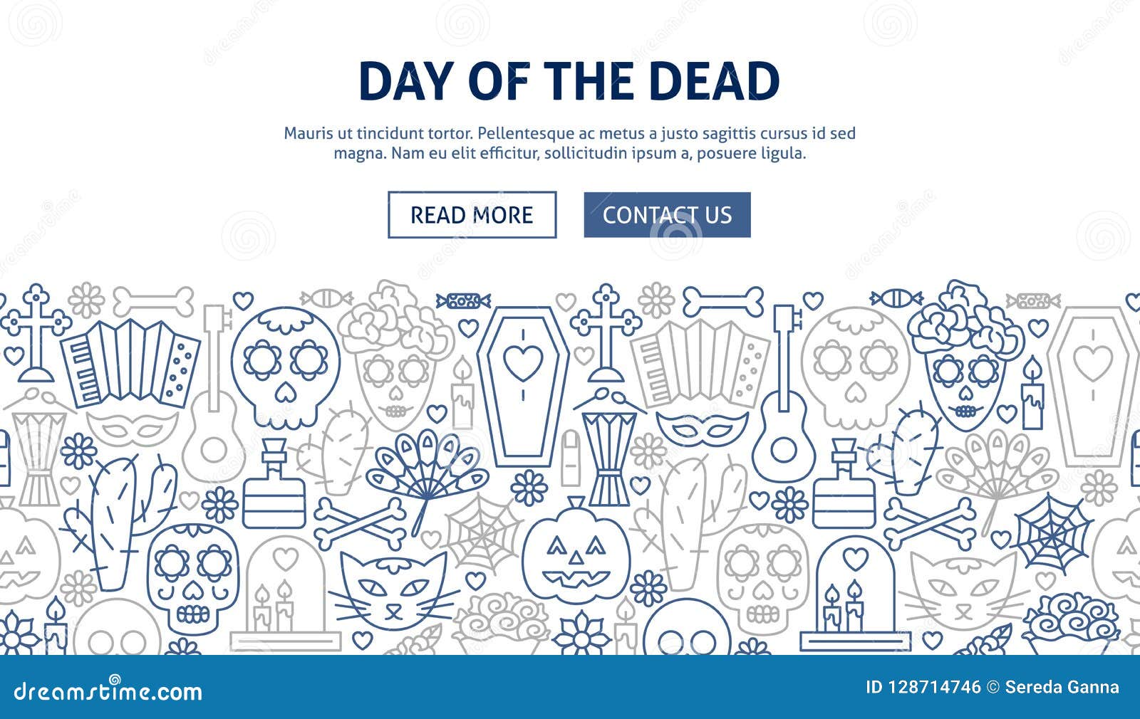 Day of the Dead Banner Design Stock Vector - Illustration of flower ...
