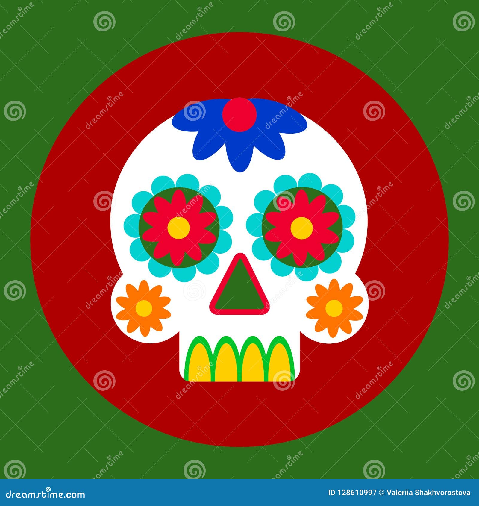 Day of the Dead Card Design. Vector Icon in Flat Style Stock Vector ...