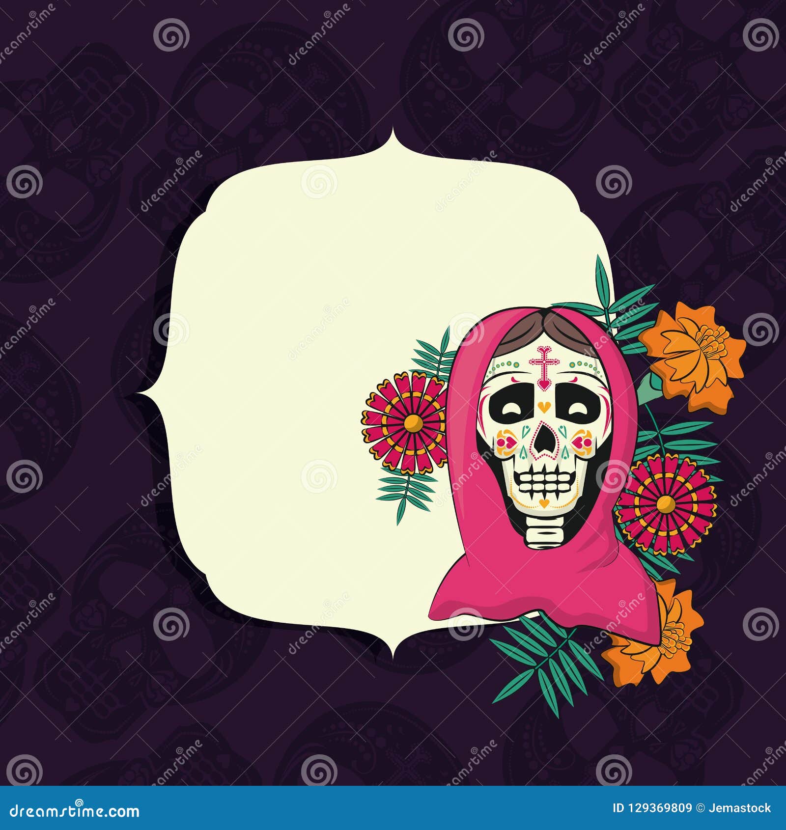 Day Of The Dead Frame Set. Tribal Hand Drawn Line Mexican Ethnic ...