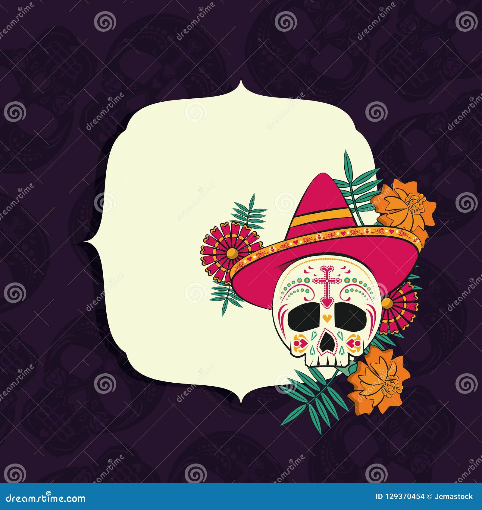 Day of the dead frame stock vector. Illustration of dead - 129370454