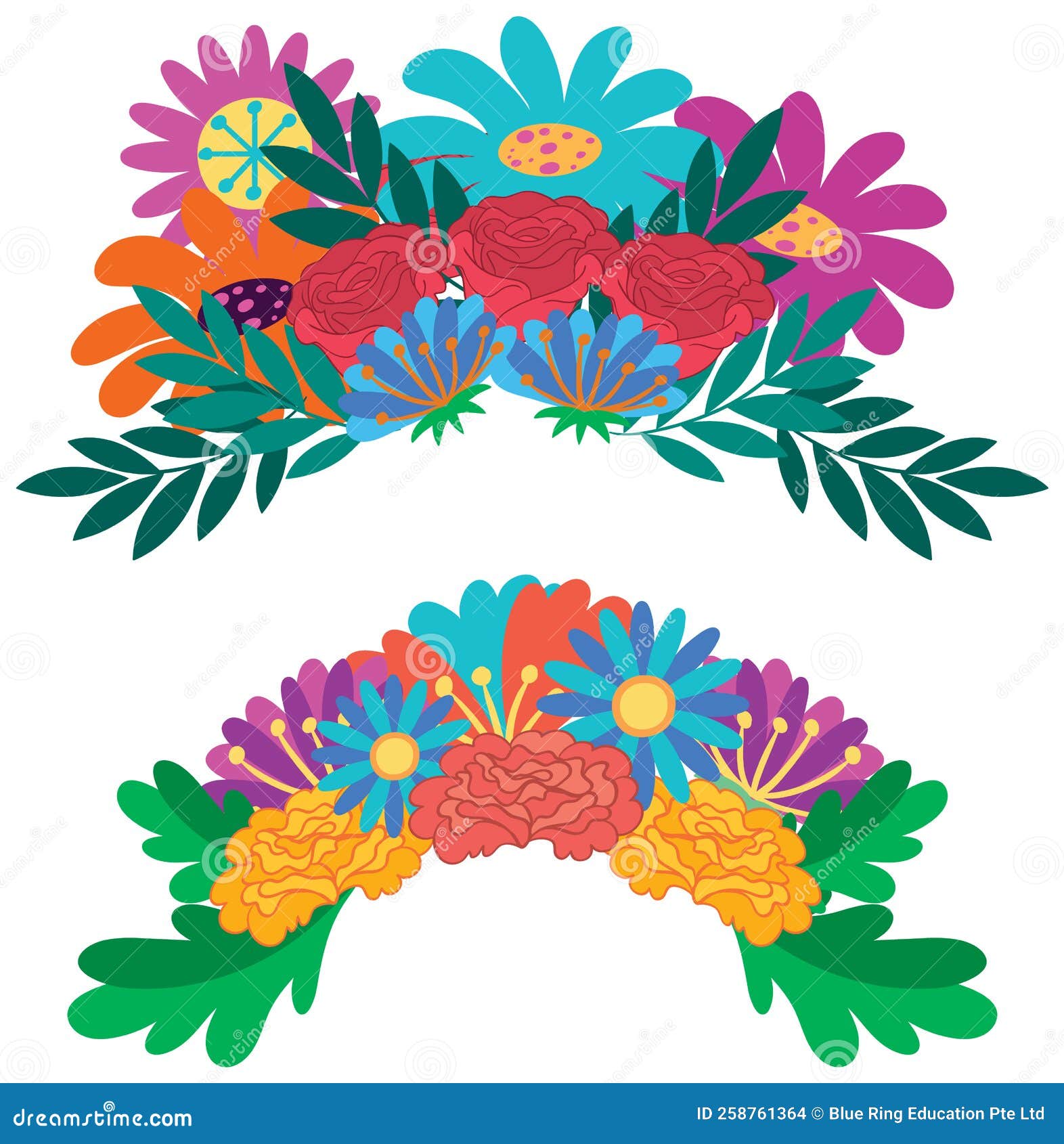 Day of the Dead with Mexican Flower Crown Stock Vector - Illustration ...