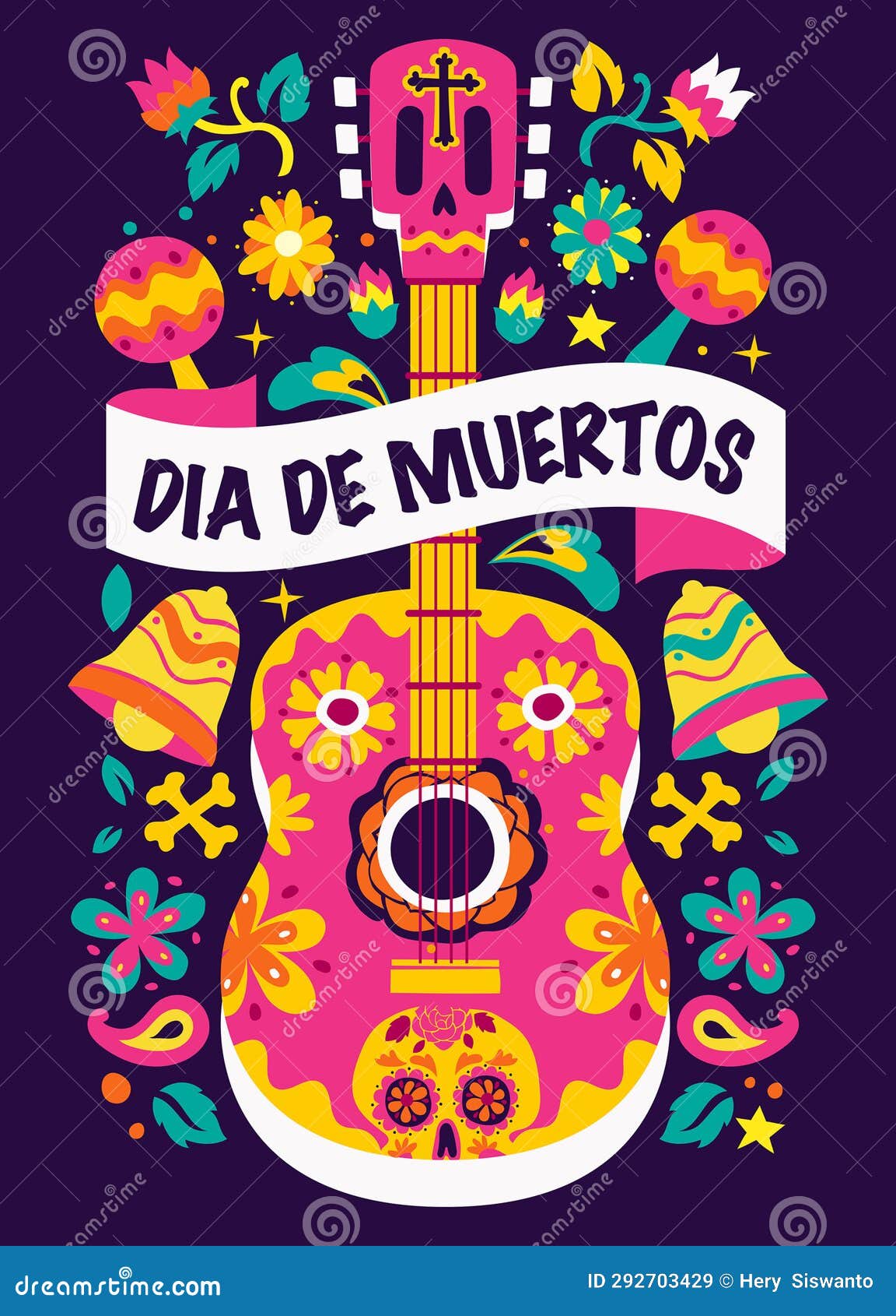 Day of Dead Mexican Holiday Poster Design Stock Vector - Illustration ...