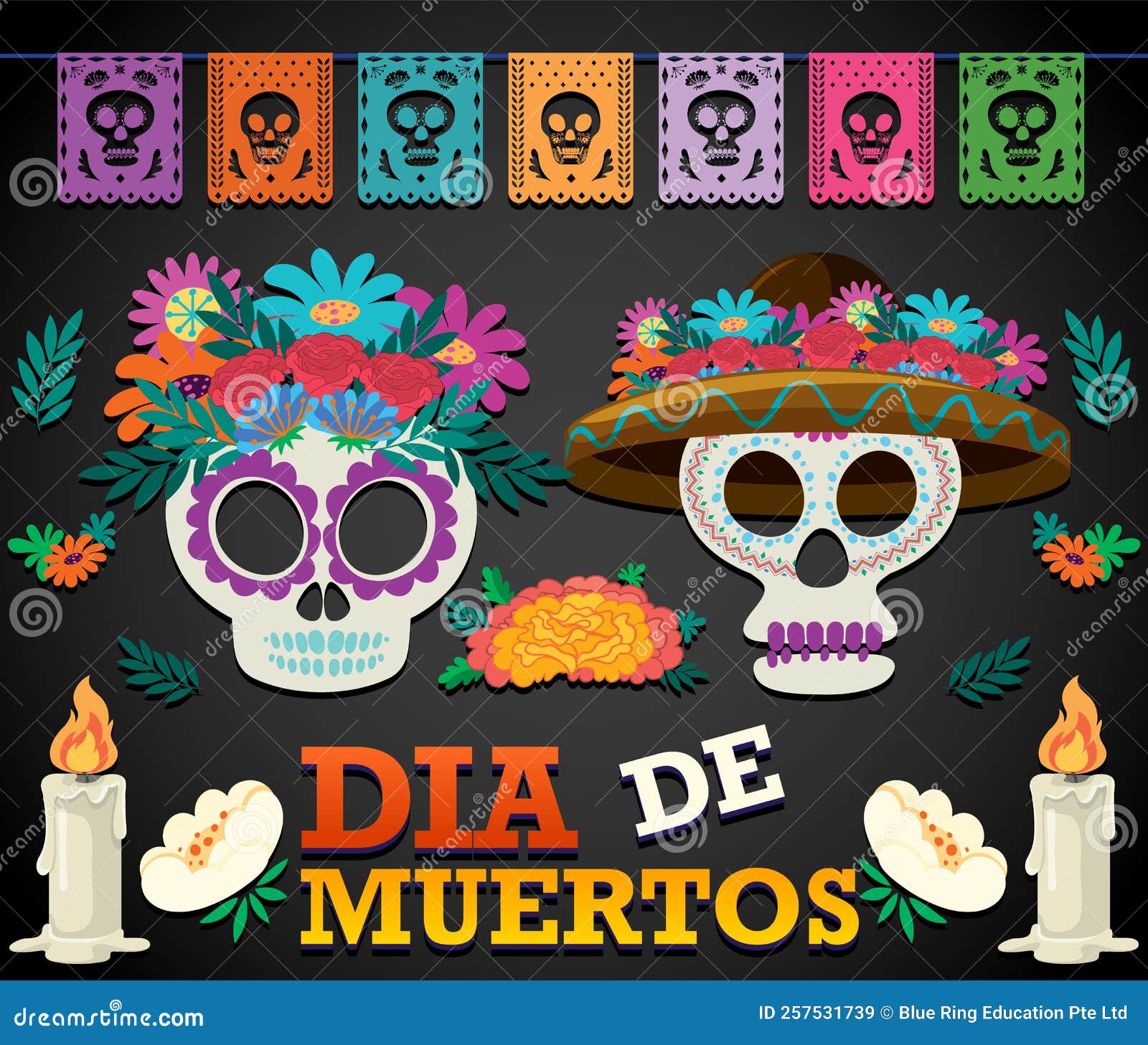 Day of the Dead Poster Design Stock Vector - Illustration of template ...