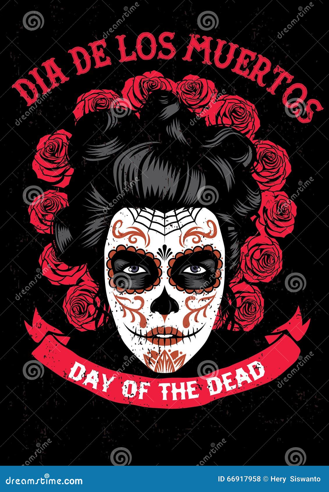 Day of the dead poster stock vector. Illustration of female - 66917958