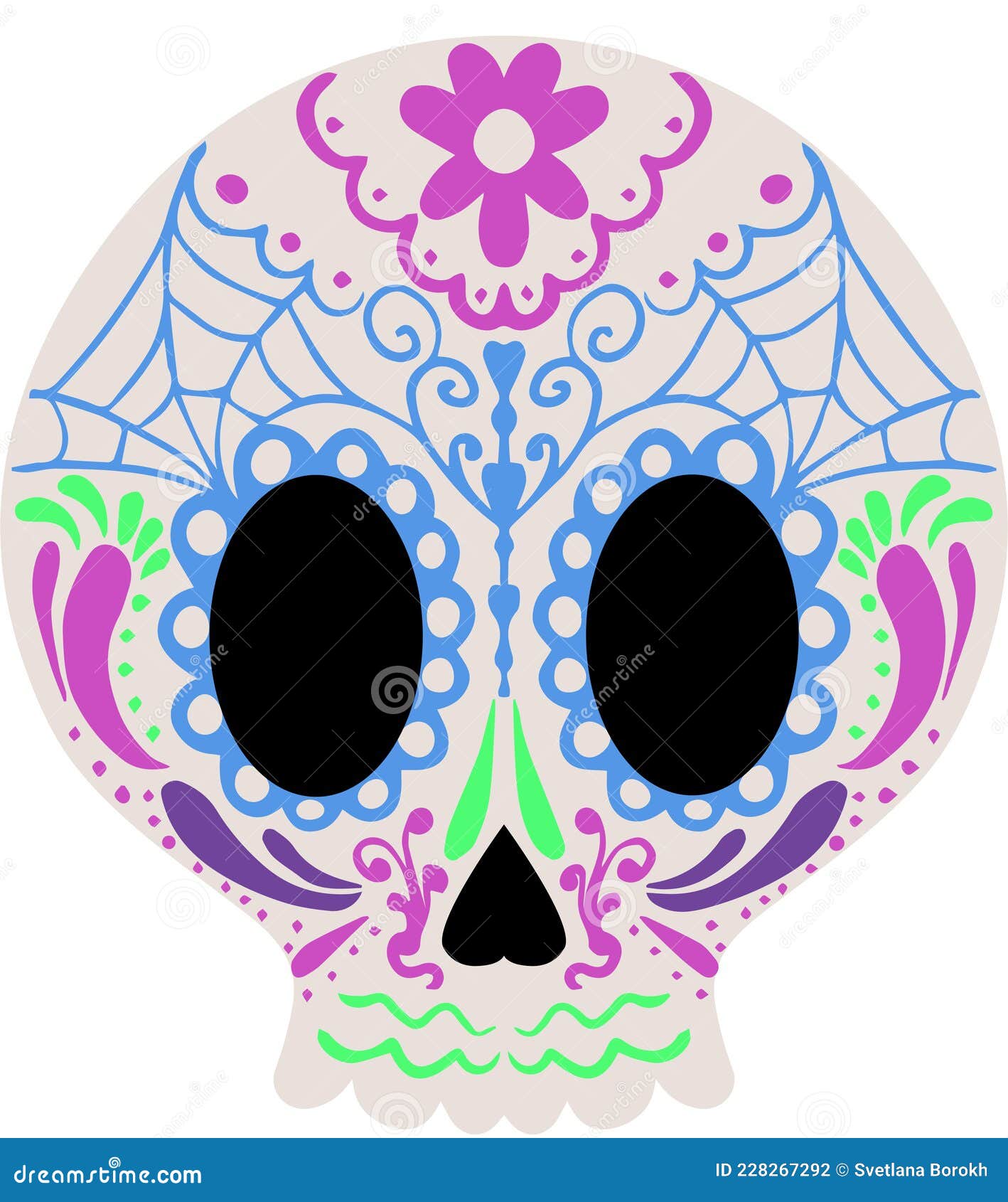 Day Of The Dead Skull Skull Sugar Flower Skull Tattoo Stock Vector