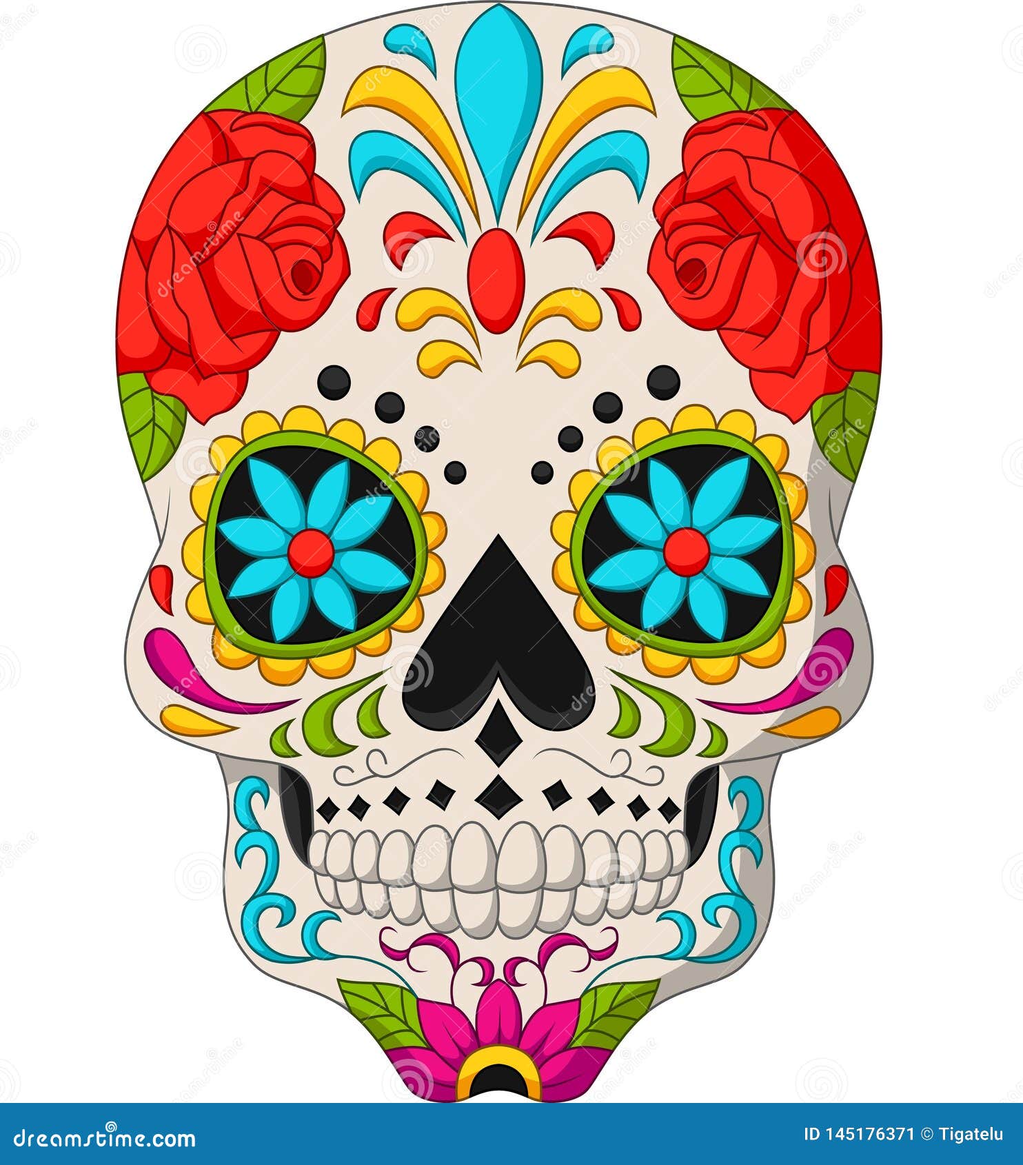 Day of the Dead Skulls stock vector. Illustration of finality - 145176371