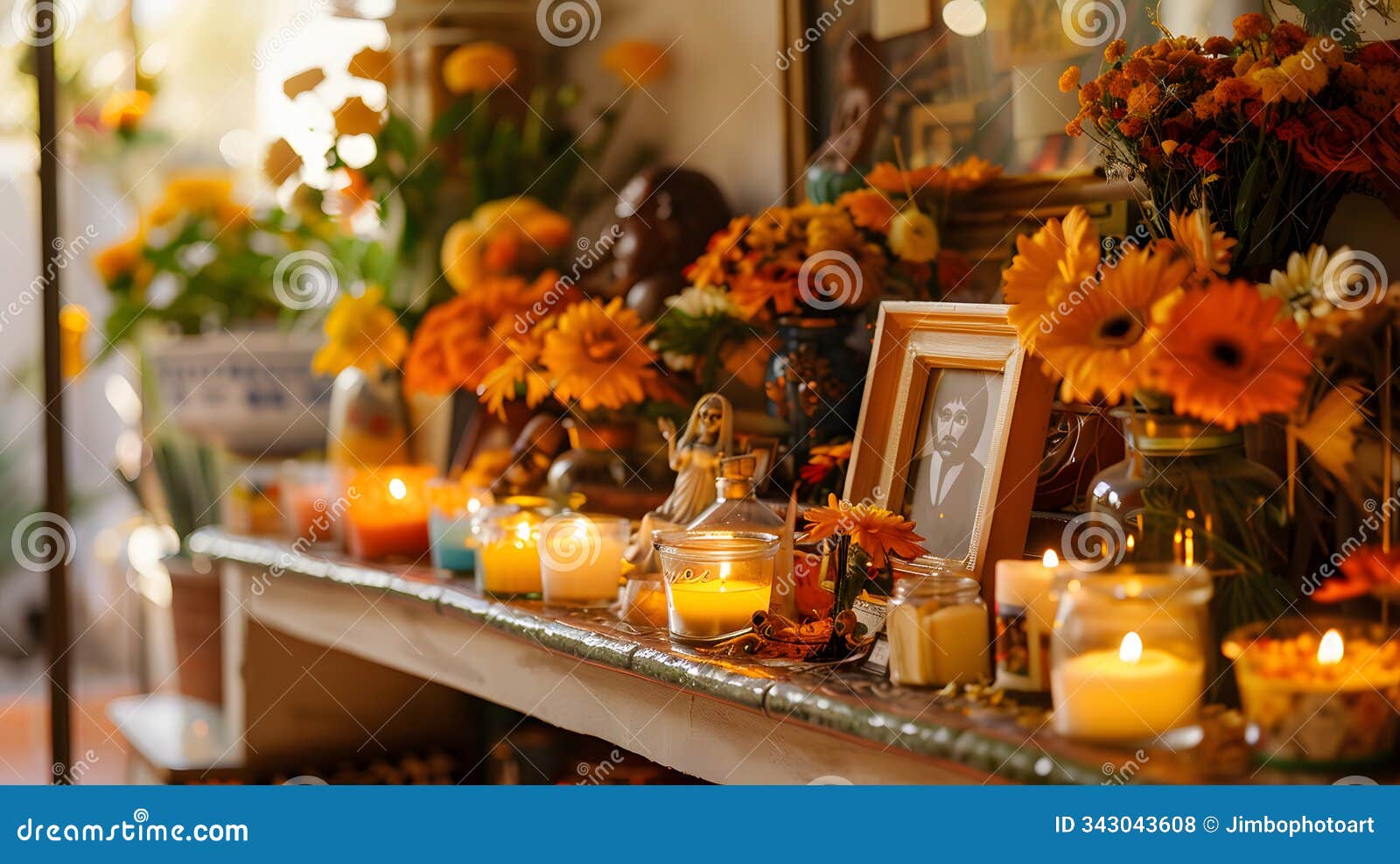 Small but Meaningful Ofrenda in a Home Stock Illustration ...