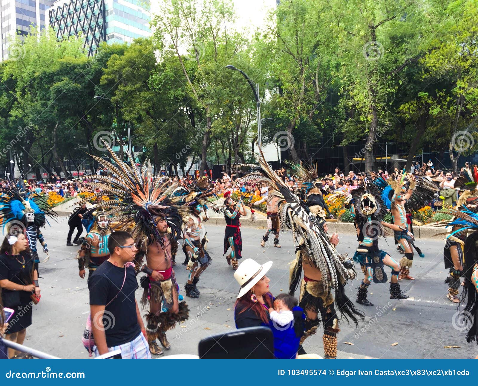 Day of the Death Parade Aztecs Walking Editorial Stock Image - Image of ...