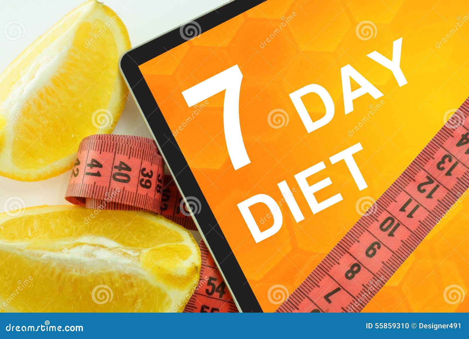 7 day diet on tablet. stock photo. Image of healthy, dieting - 55859310