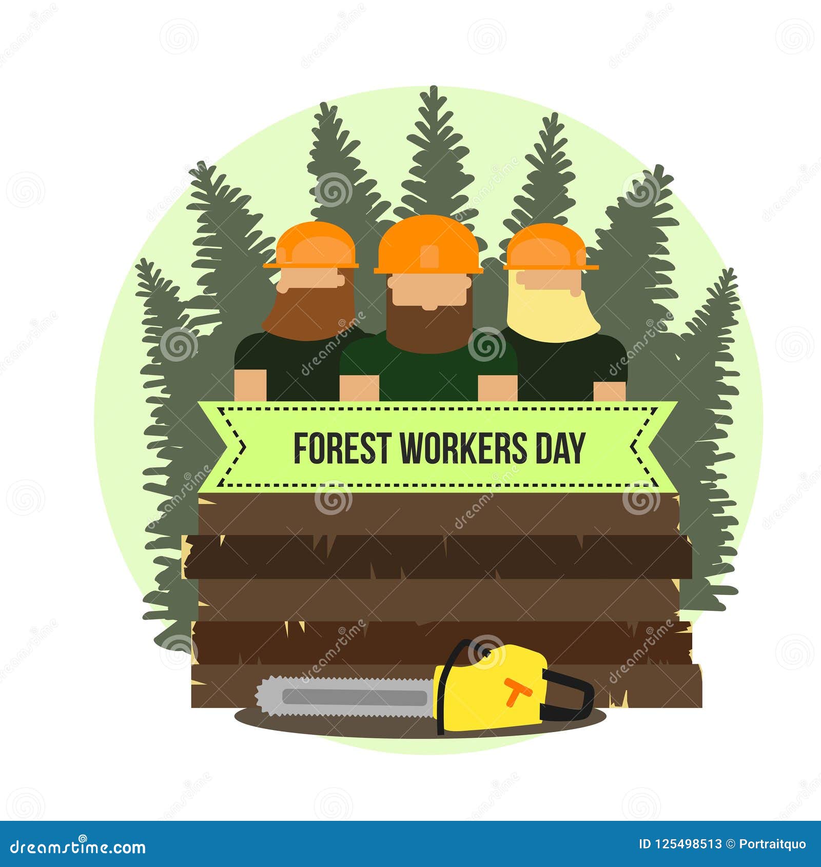 Day of Forest Workers . Colored Card with Trees. Stock Illustration ...