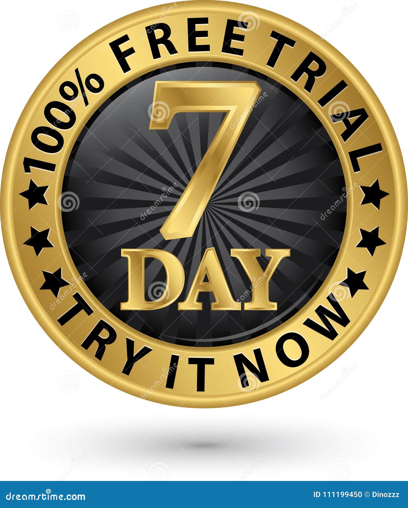 7 Day Free Trial Try it Now Golden Label, Vector Illustration Stock ...