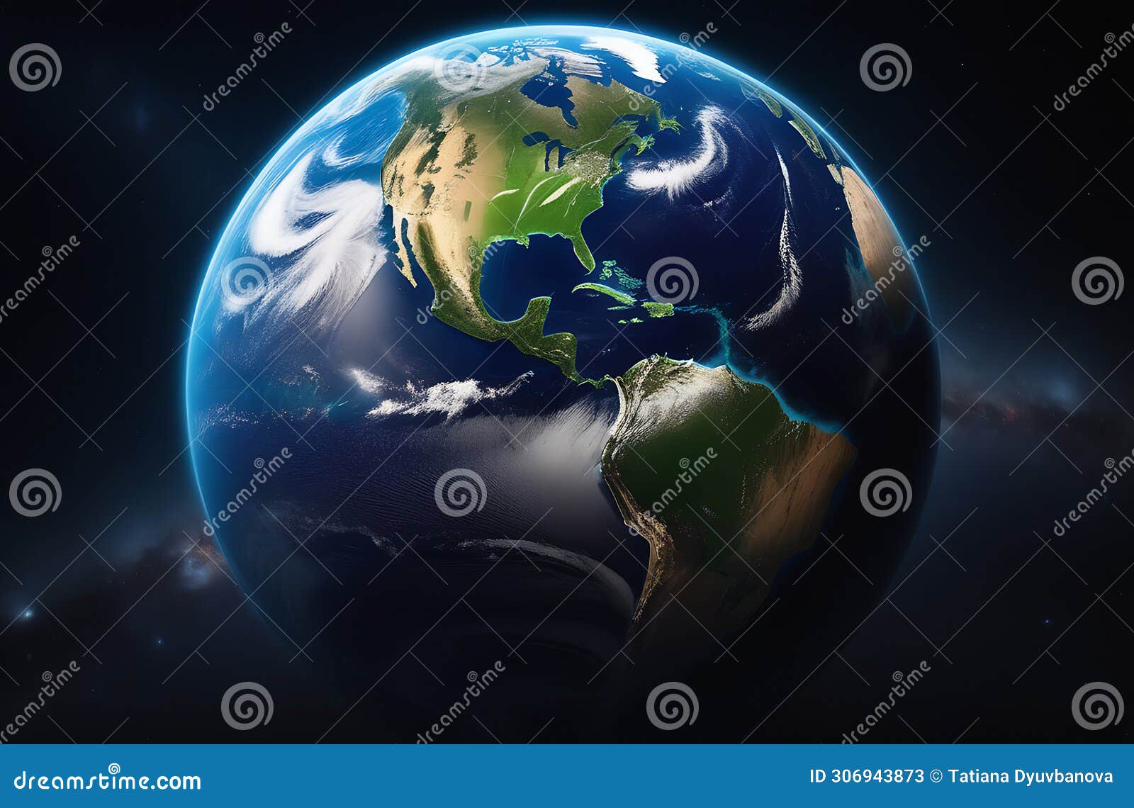Day Half of the Earth from Space. America Stock Image - Image of ...