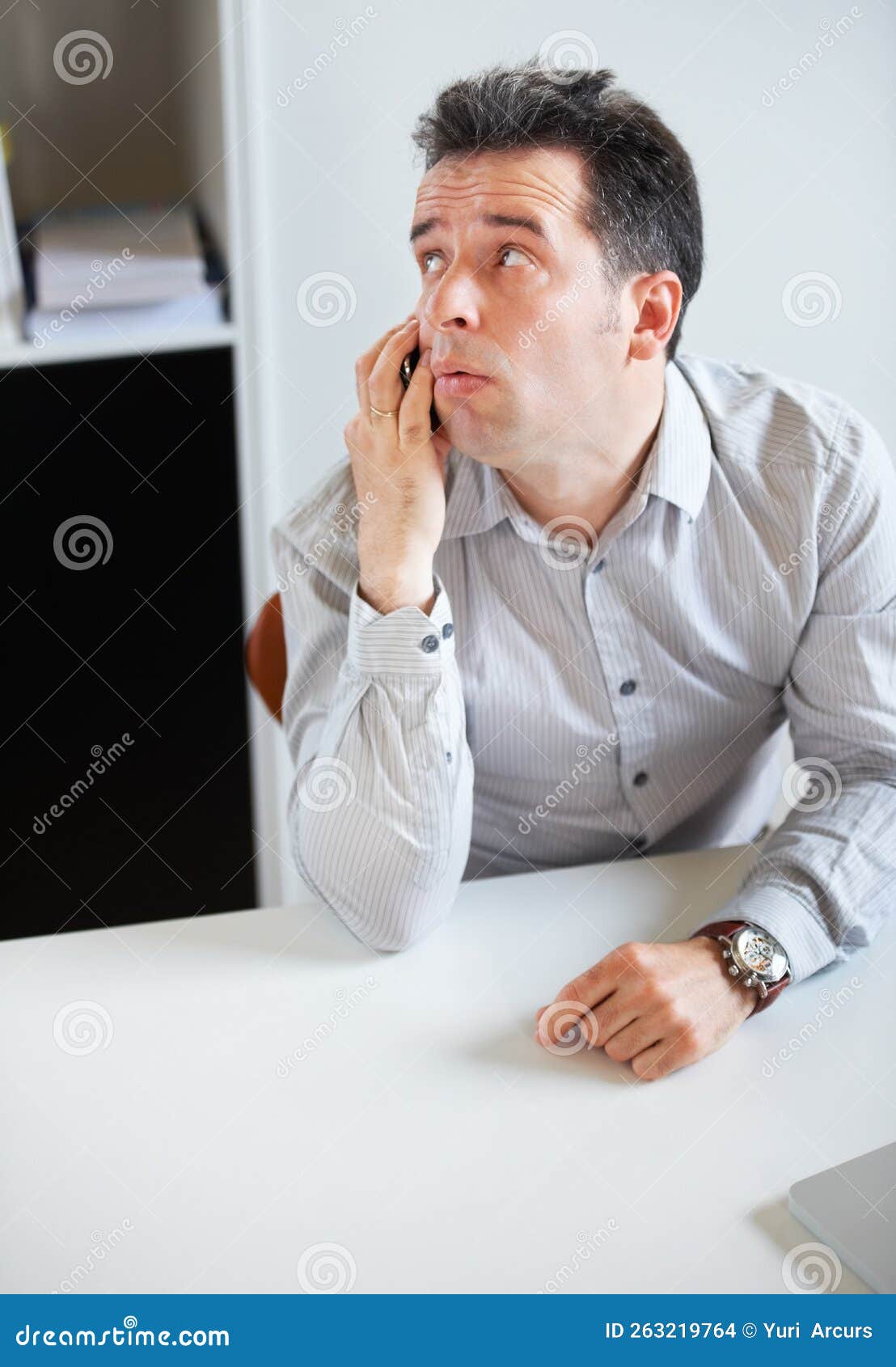 This Day Has Gone on Forever...a Bored-looking Office Worker Eagerly ...