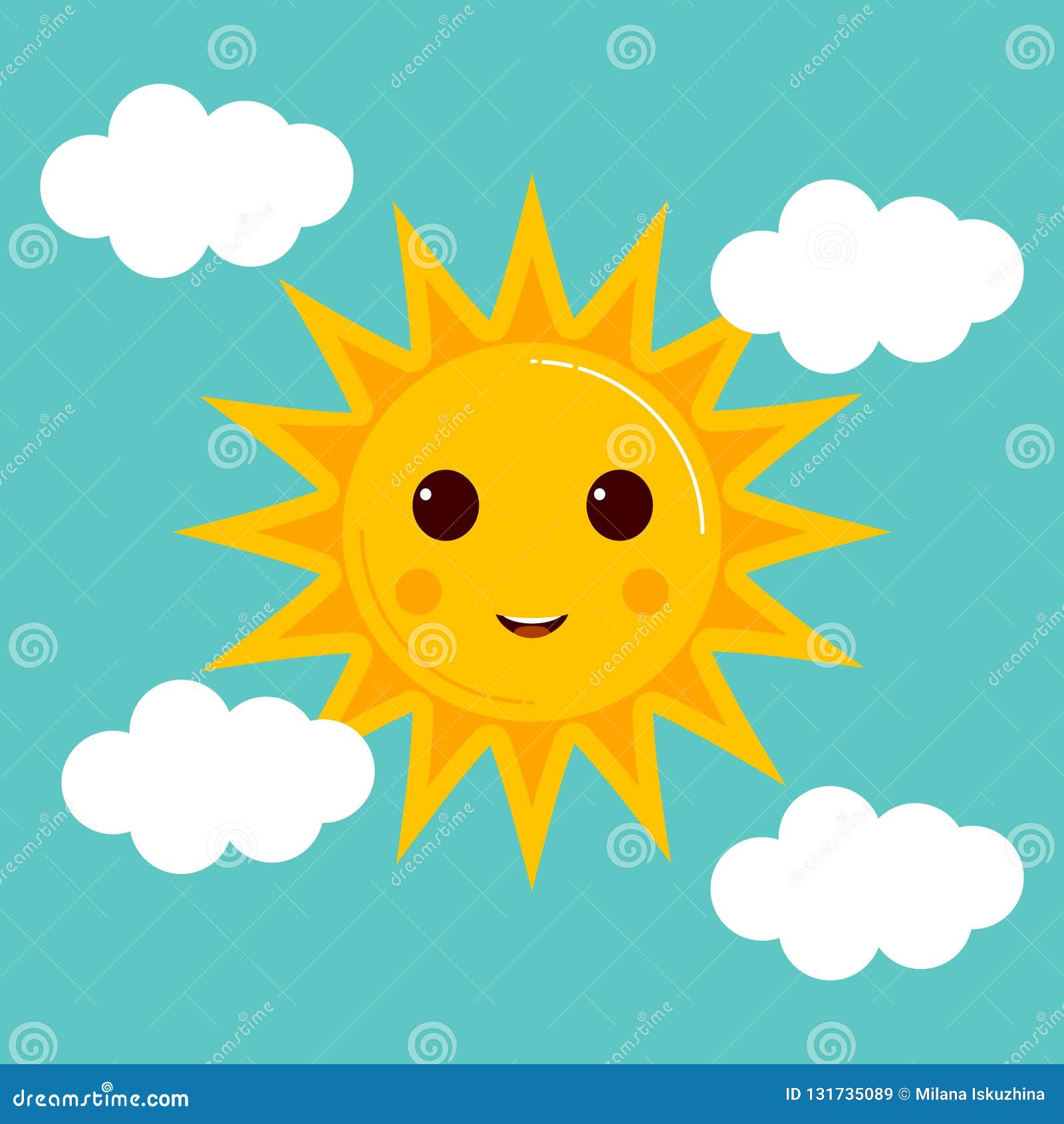 Day Illustrations with Funny Smiling Cartoon Characters of Sun Stock ...
