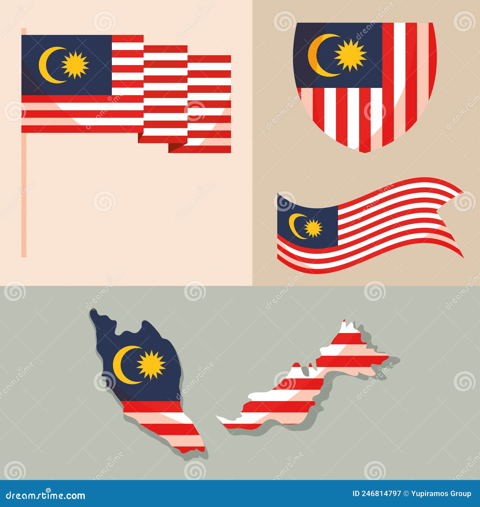 Six Merdeka Icons Cartoon Vector | CartoonDealer.com #223208221