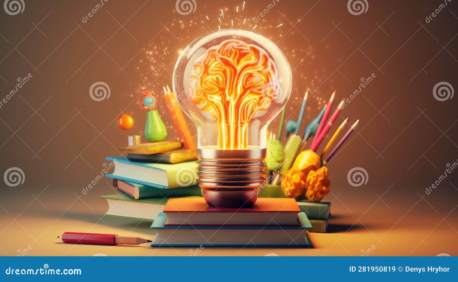 Day of Knowledge. a Book with a Light Bulb on Top As a Symbol of an ...