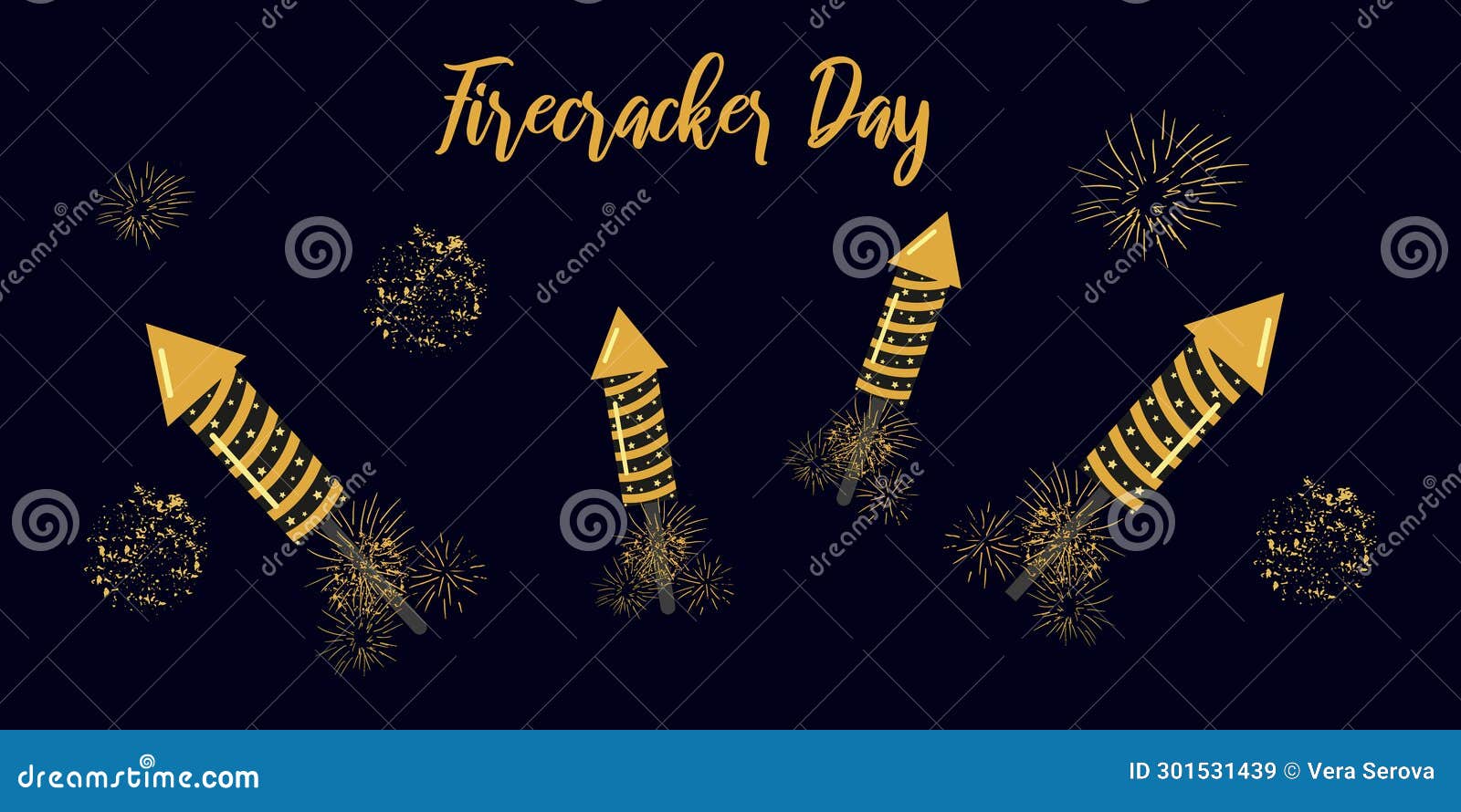 The Day of Launching Firecrackers and Fireworks. Stock Vector ...
