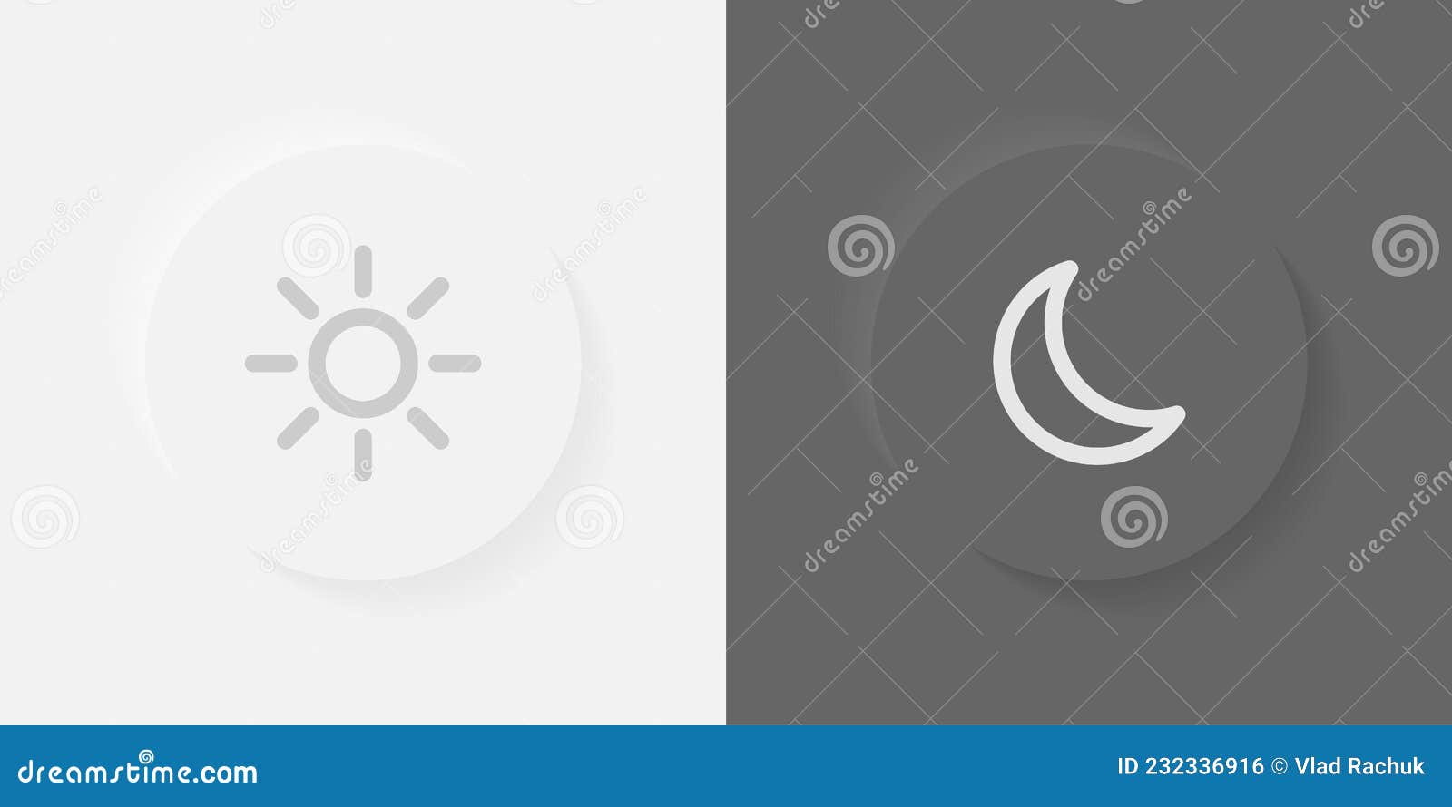 Day Mode Night Mode Swith Neumorphic Llustration. Vector Day Night ...