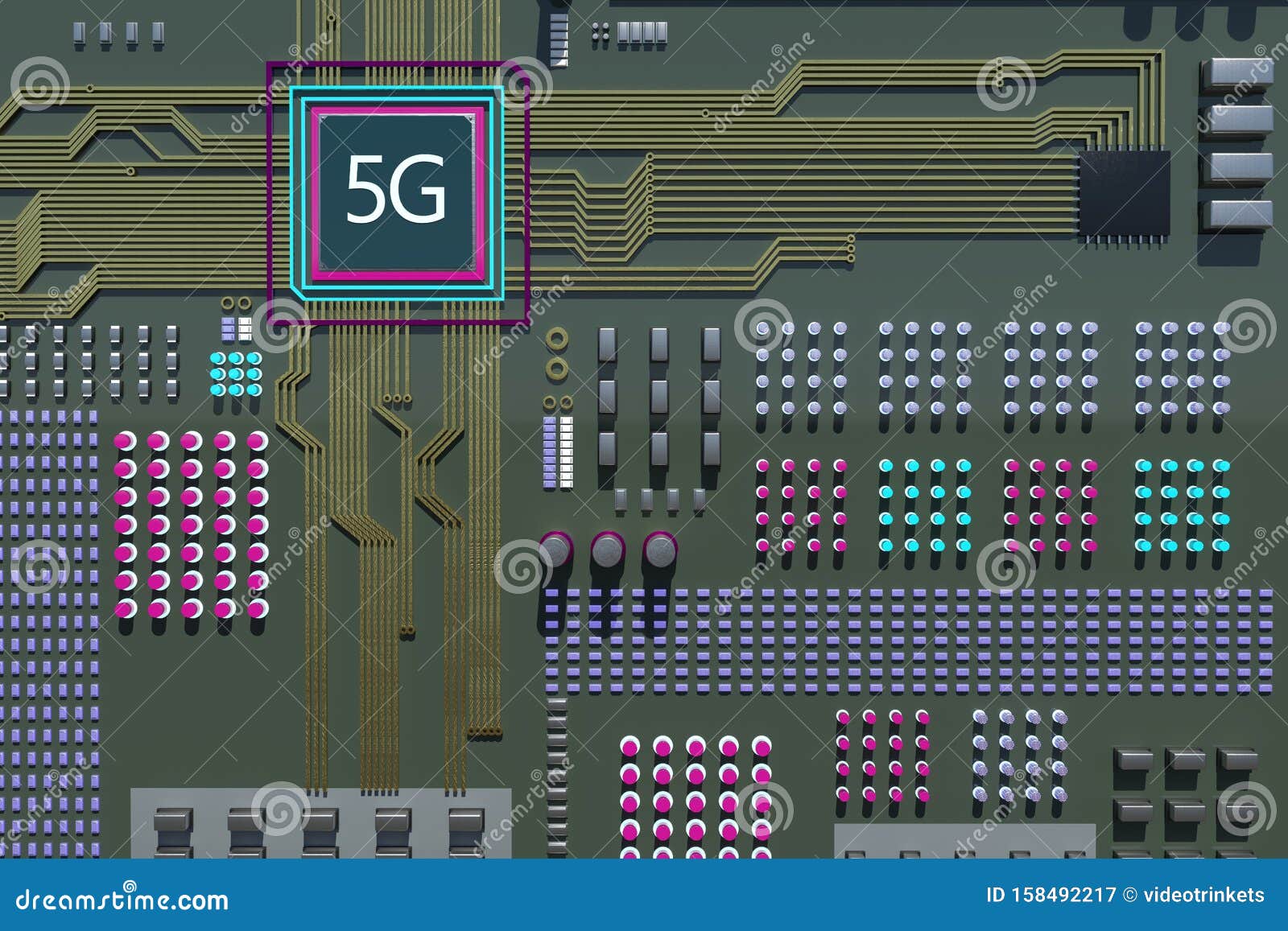 5G Next Generation Cellular Network Technology Circuit Board 3D ...