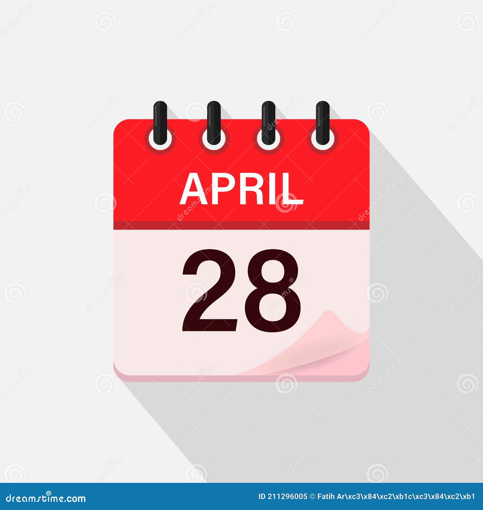 April 28, Calendar Icon with Shadow. Day, Month. Flat Vector ...