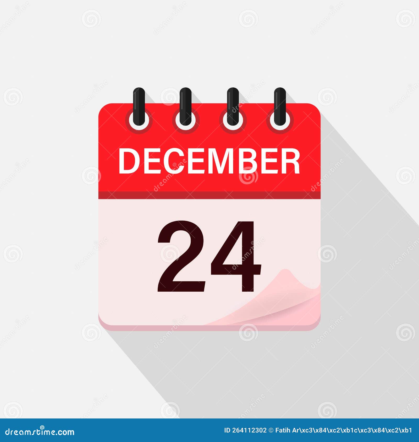 December 24, Calendar Icon with Shadow. Day, Month. Flat Vector ...