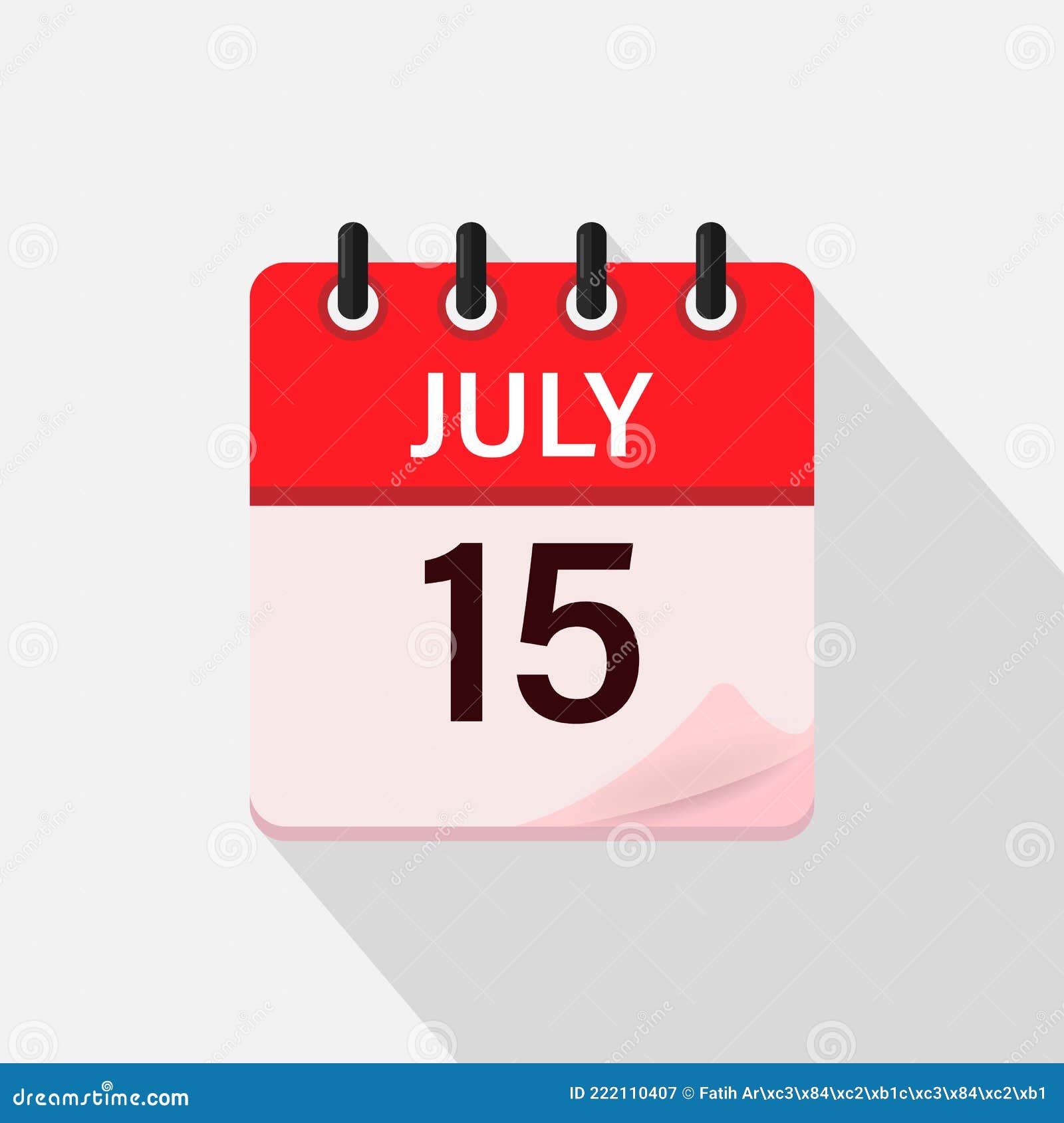July 15, Calendar Icon with Shadow. Day, Month. Flat Vector ...