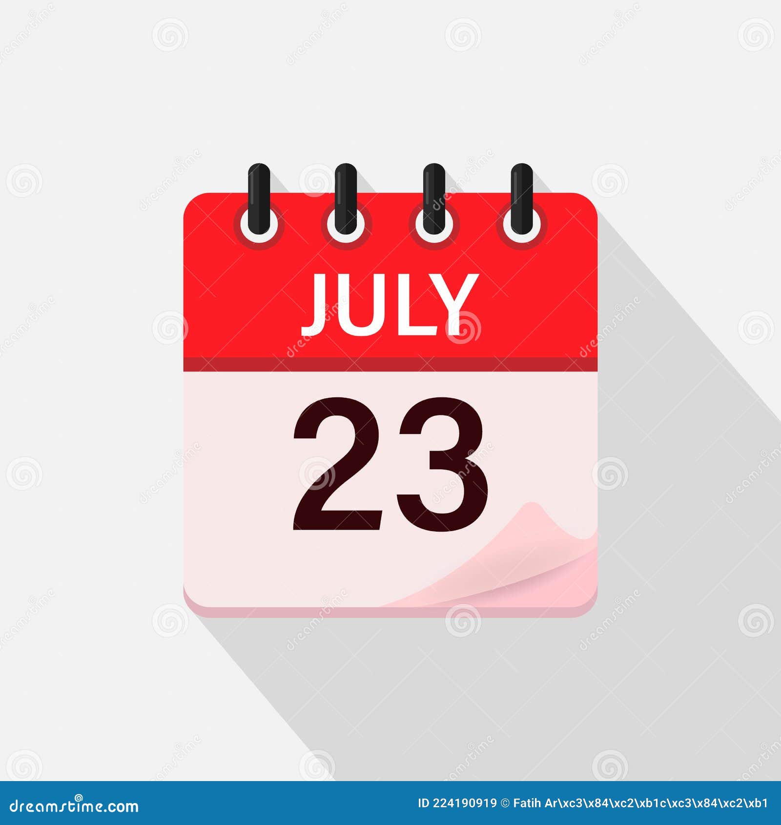 July 23, Calendar Icon with Shadow. Day, Month. Flat Vector ...