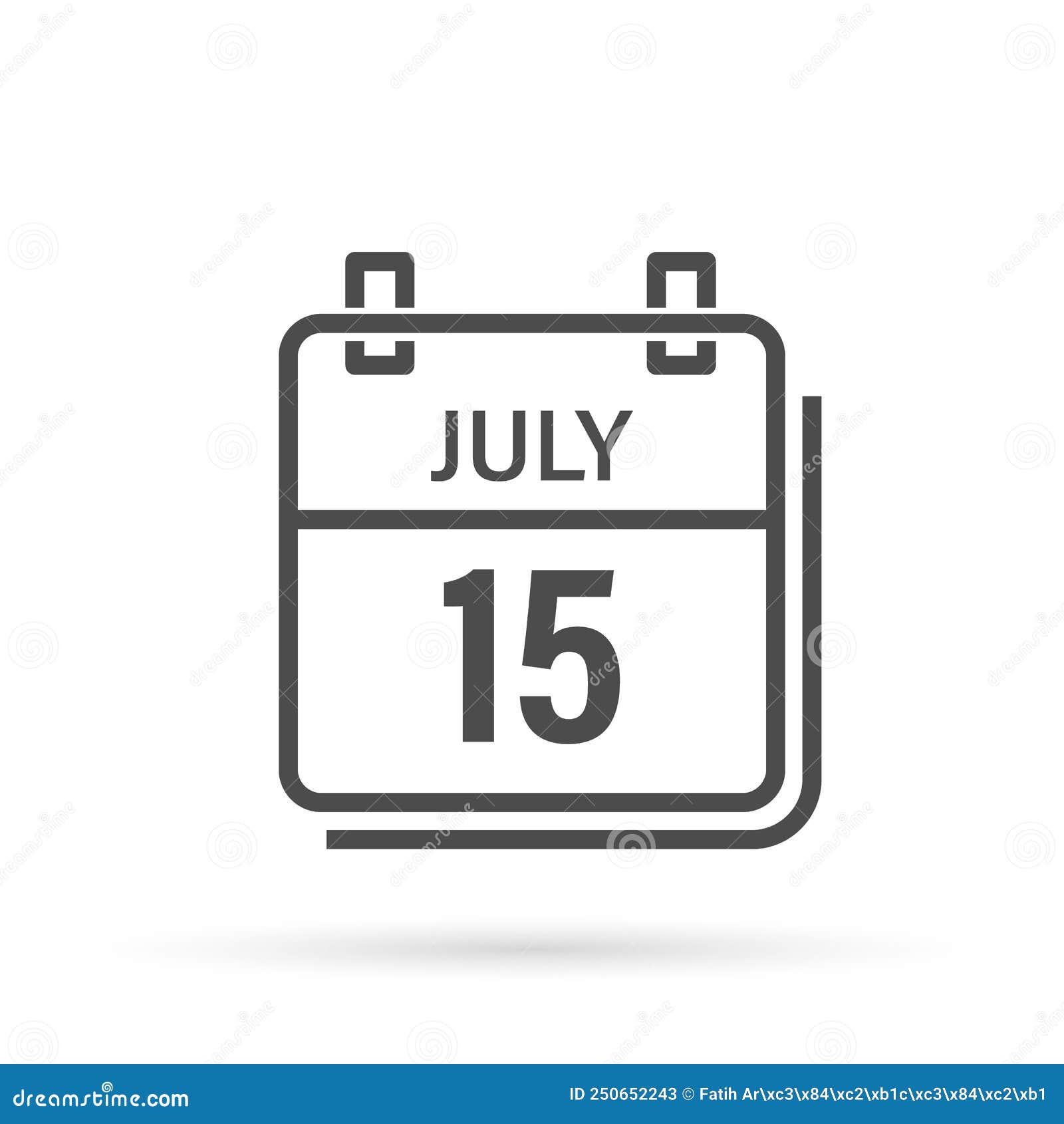 July 15, Calendar Icon with Shadow. Day, Month. Flat Vector ...