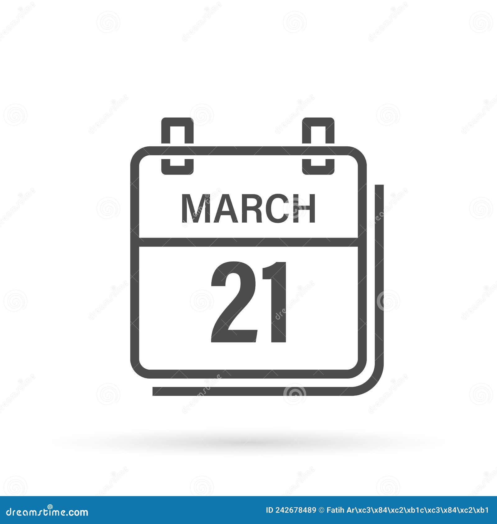 March 21, Calendar Icon with Shadow. Day, Month. Flat Vector ...