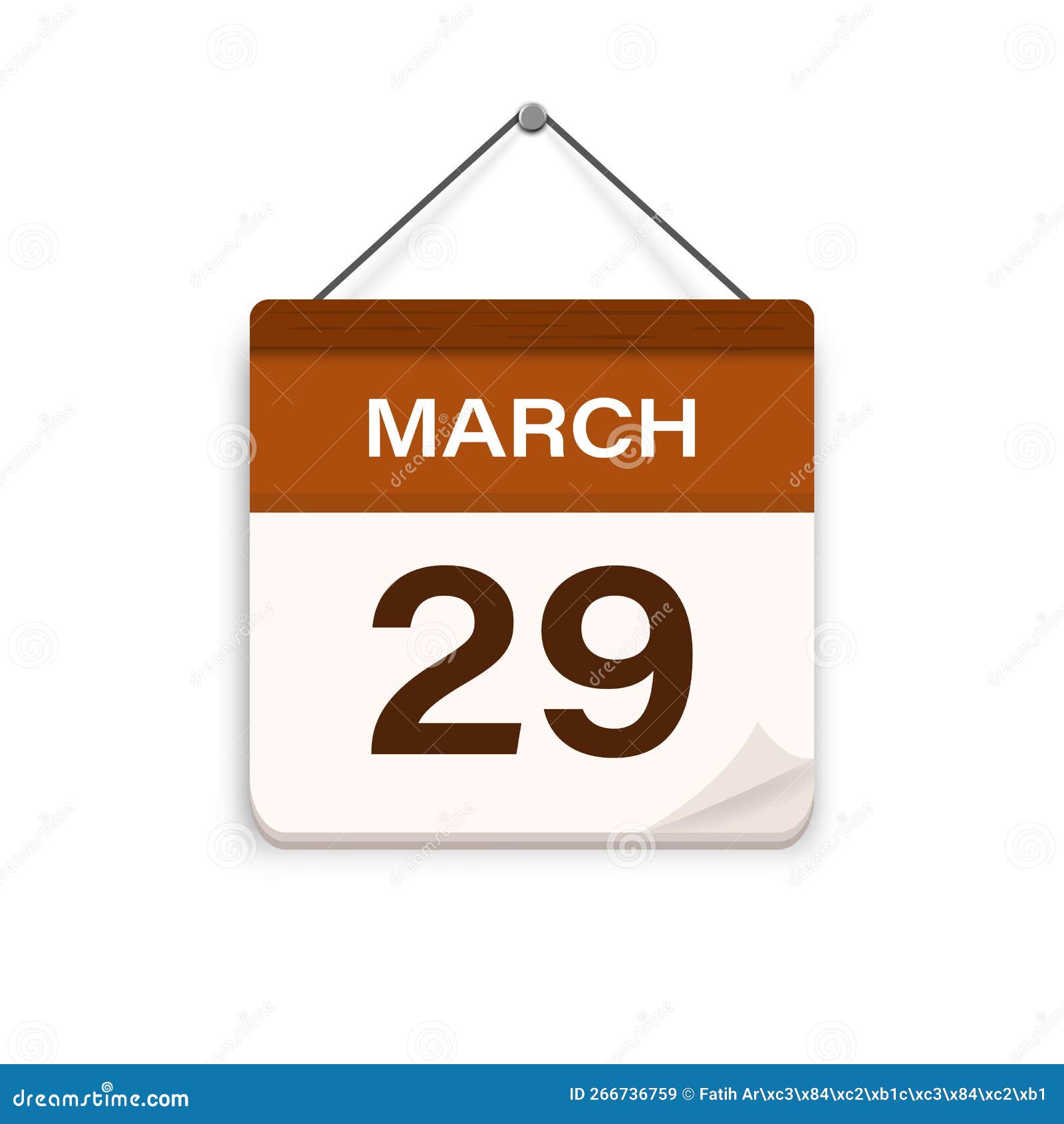 March 29, Calendar Icon with Shadow. Day, Month. Flat Vector ...