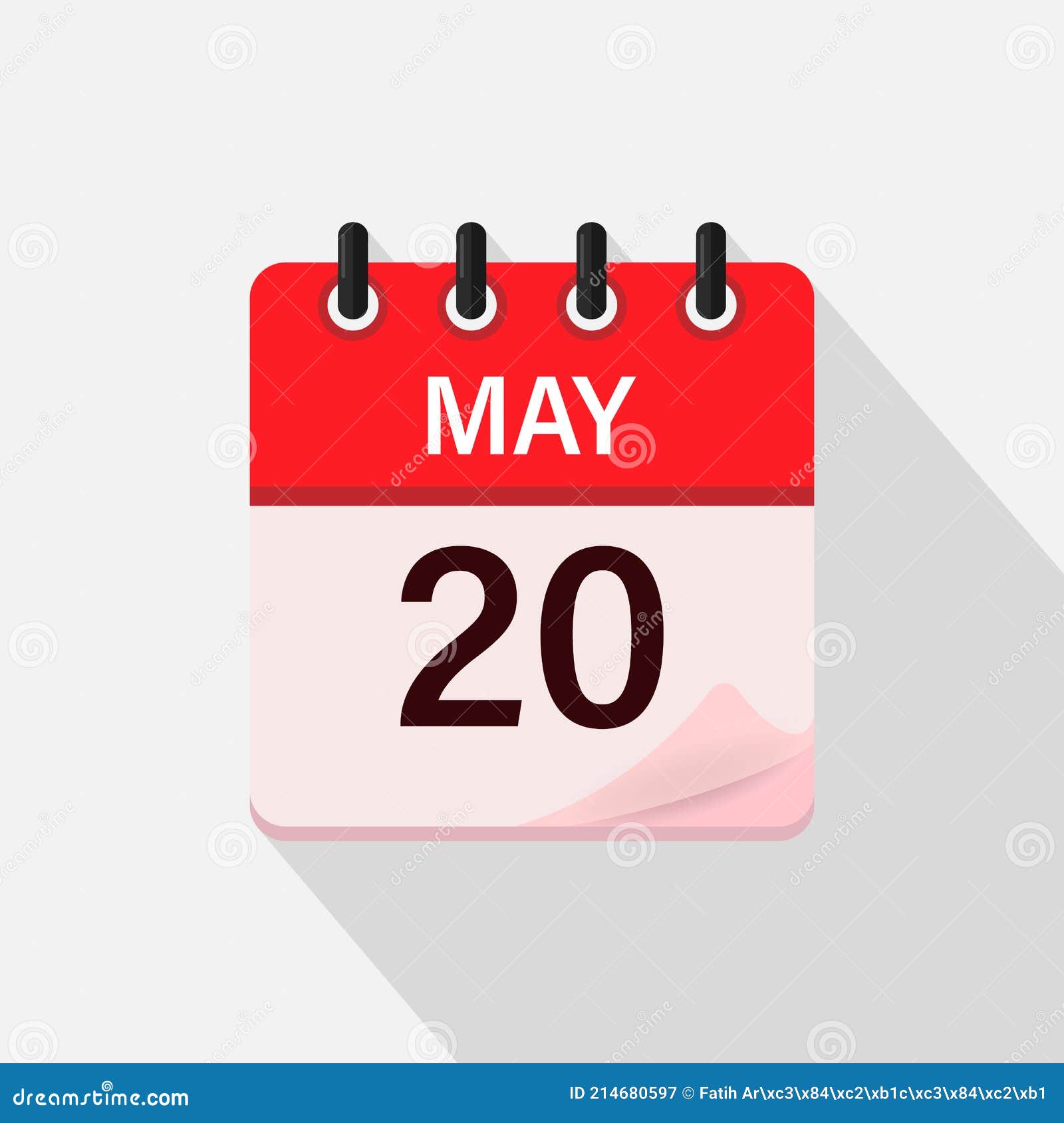 May 20, Calendar Icon with Shadow. Day, Month. Flat Vector Illustration ...