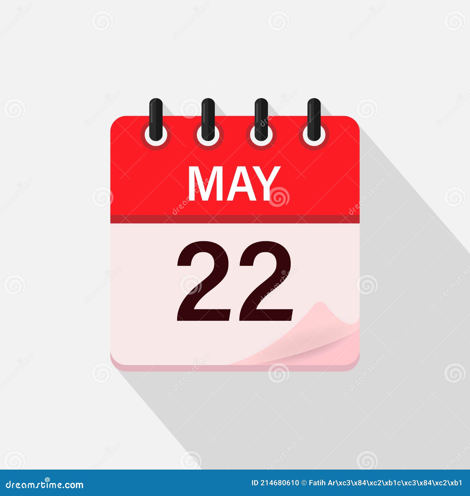 May 22, Calendar Icon with Shadow. Day, Month. Flat Vector Illustration ...