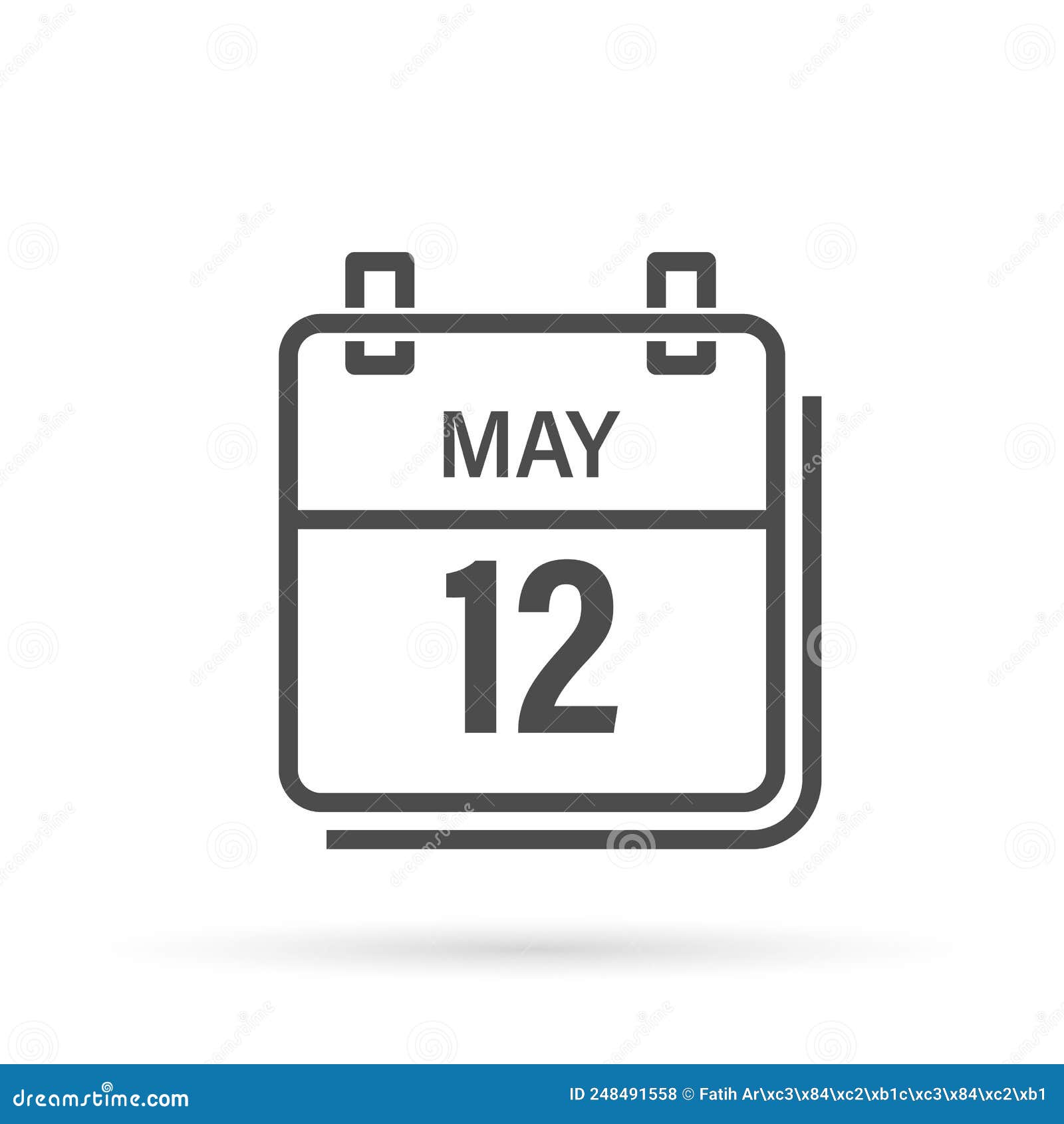 May 12, Calendar Icon with Shadow. Day, Month. Flat Vector Illustration ...